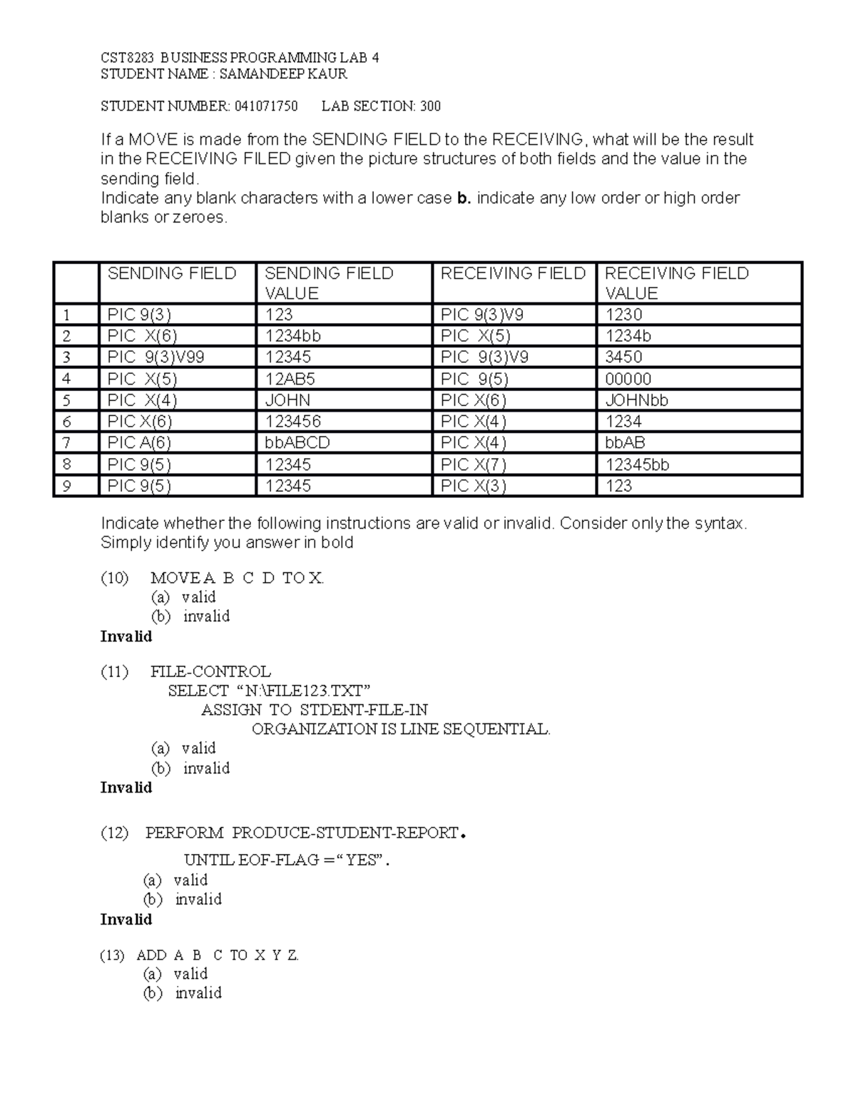 LAB PRACTICE MATERIAL - CST8283 BUSINESS PROGRAMMING LAB 4 STUDENT NAME : SAMANDEEP KAUR STUDENT ...