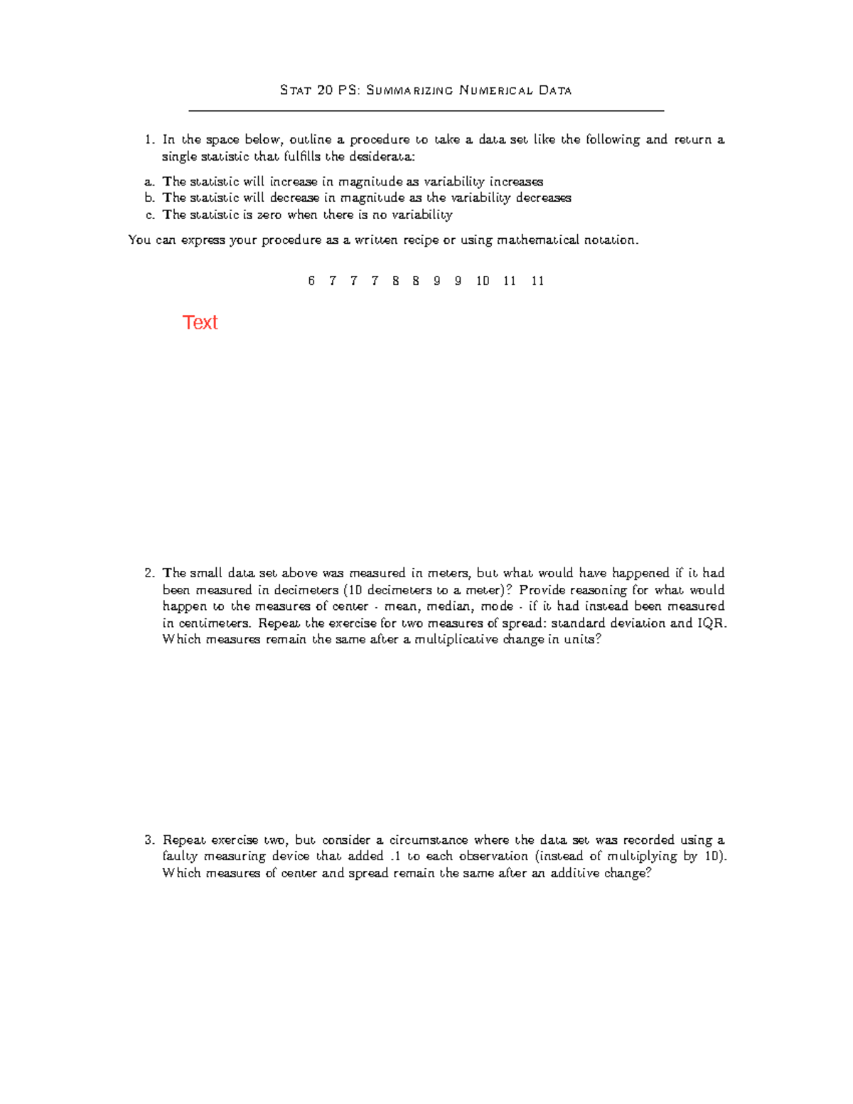 Ps - for one lab - Stat 20 PS: Summarizing Numerical Data In the space below, outline a ...