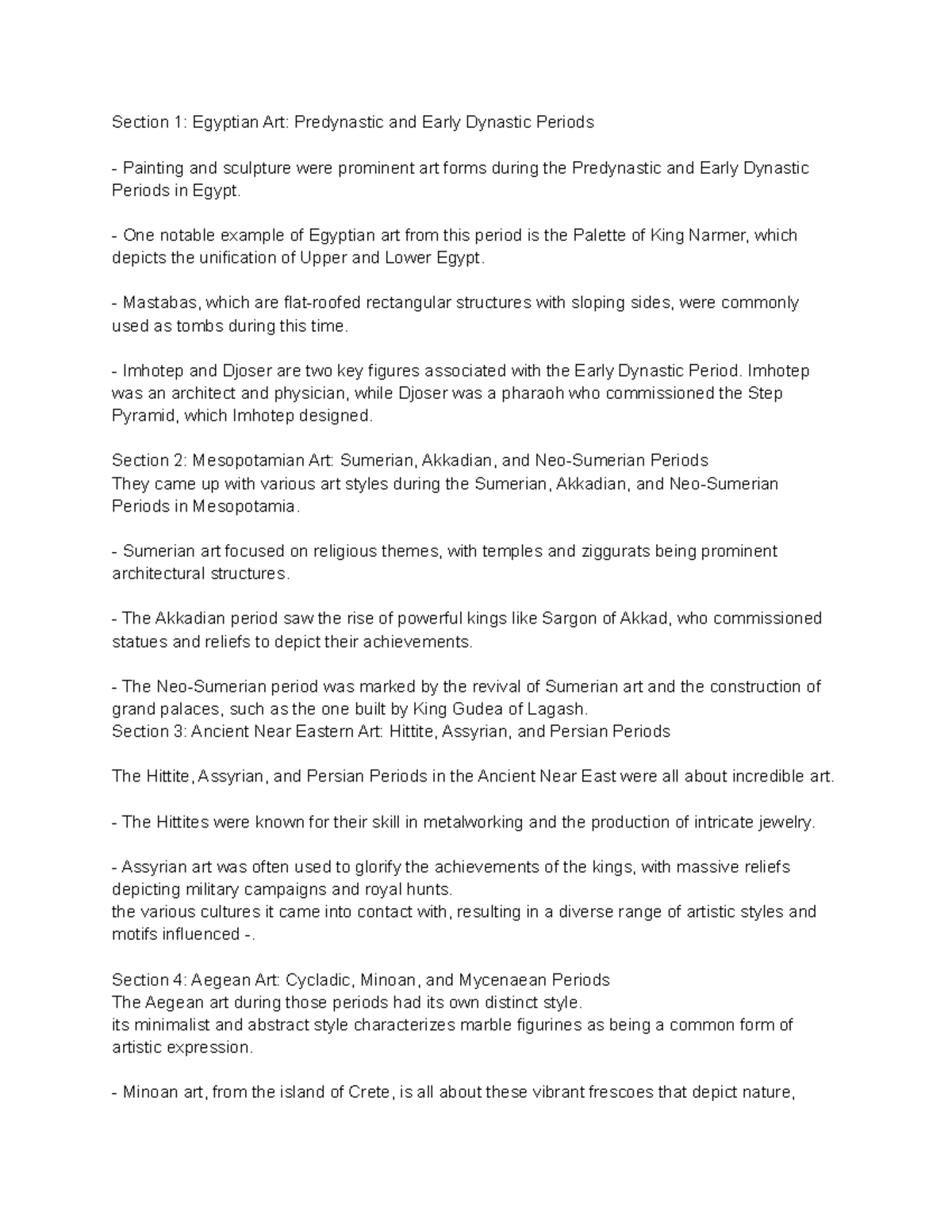 Notes for Chapter 3 - Section 1: Egyptian Art: Predynastic and Early ...