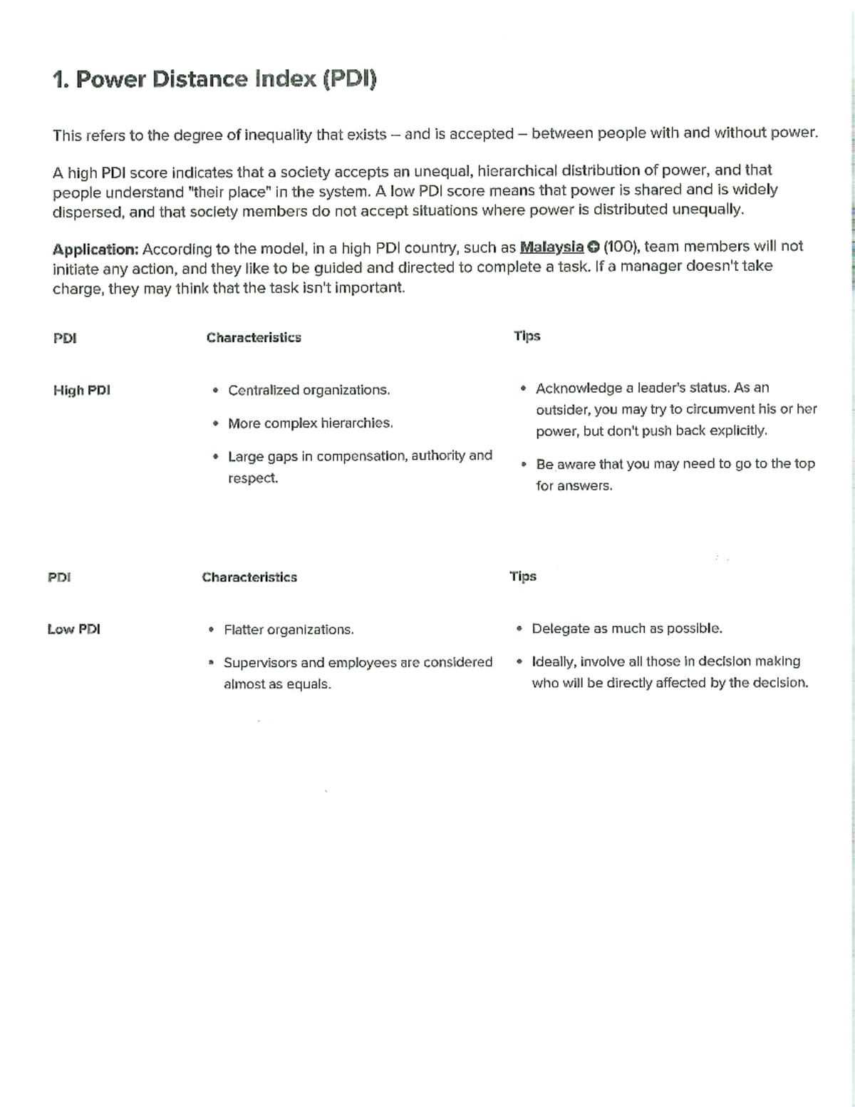 PCM107A 6D Model of National Culture - 1. Power Distance Index (PDI ...