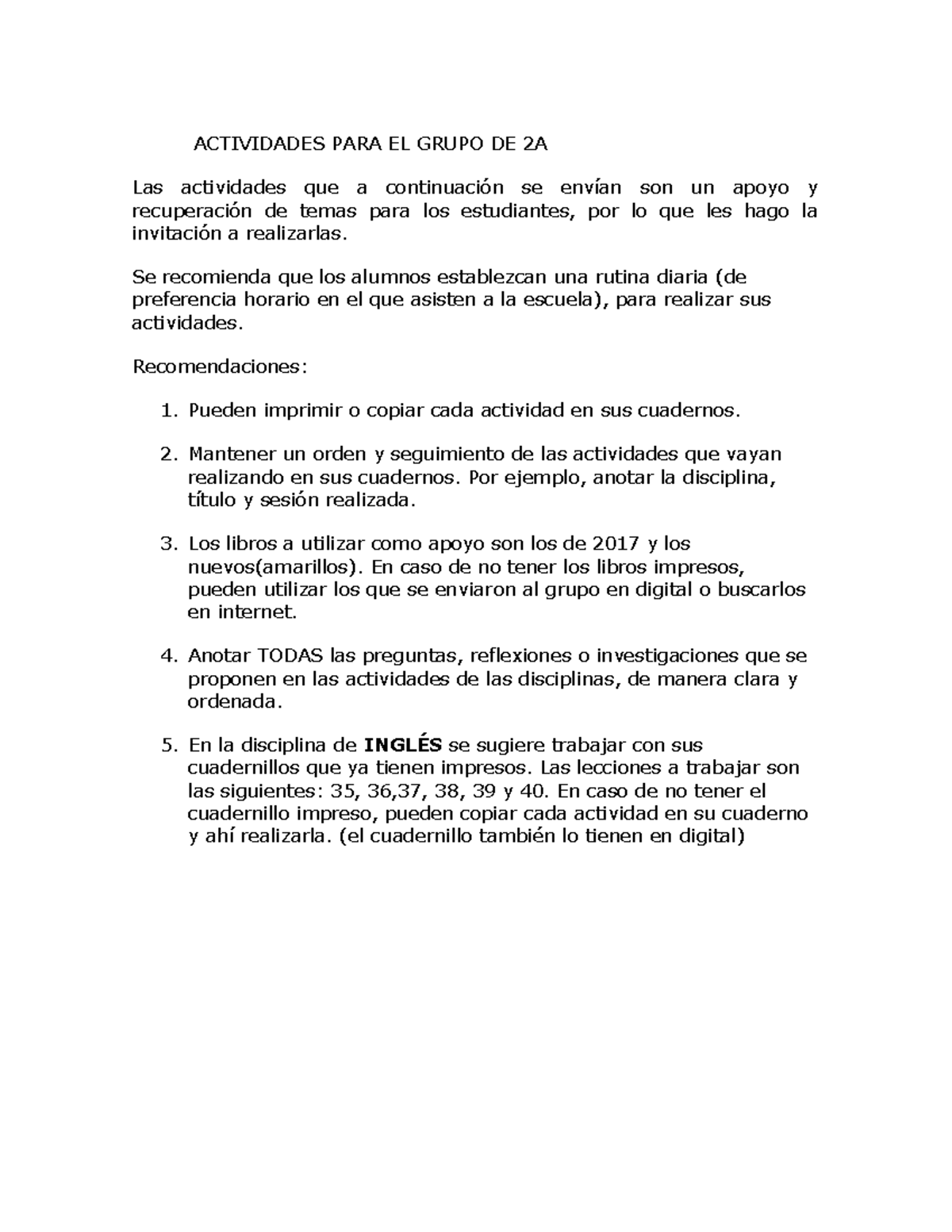 Actividades 2A MAYO 2024 - ACTIVIDADES PARA EL GRUPO DE 2A Las ...