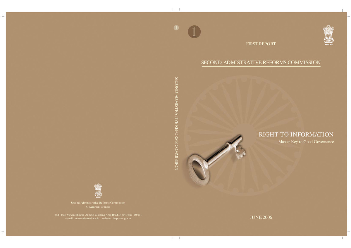 2nd ARC Report 1 Right to Information 1 - FIRST REPORT SECOND ...