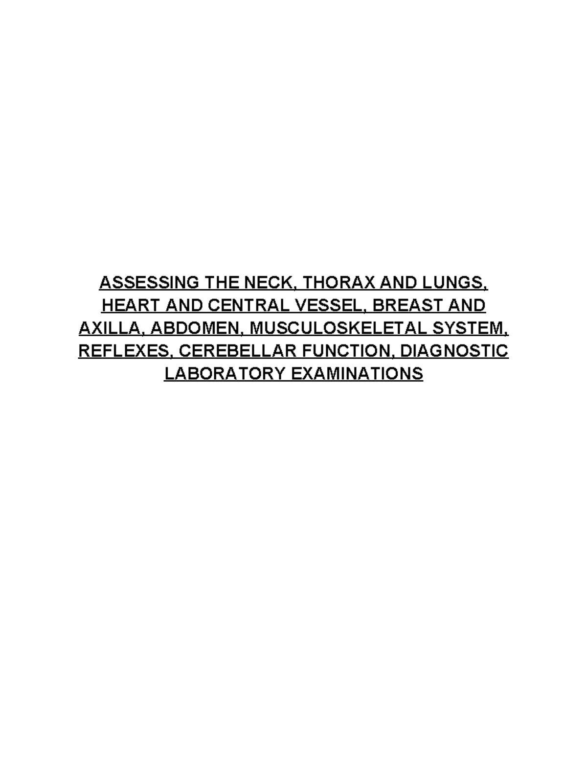 Assessments of health assessment in nursing year 1 - ASSESSING THE NECK ...