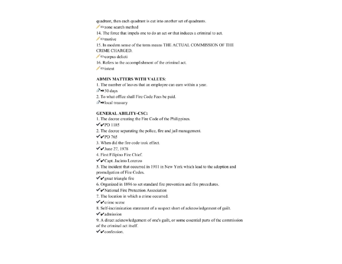 CSC-FOE Reviewer Fire Supression page 9 - BS Law Enforcement - Studocu