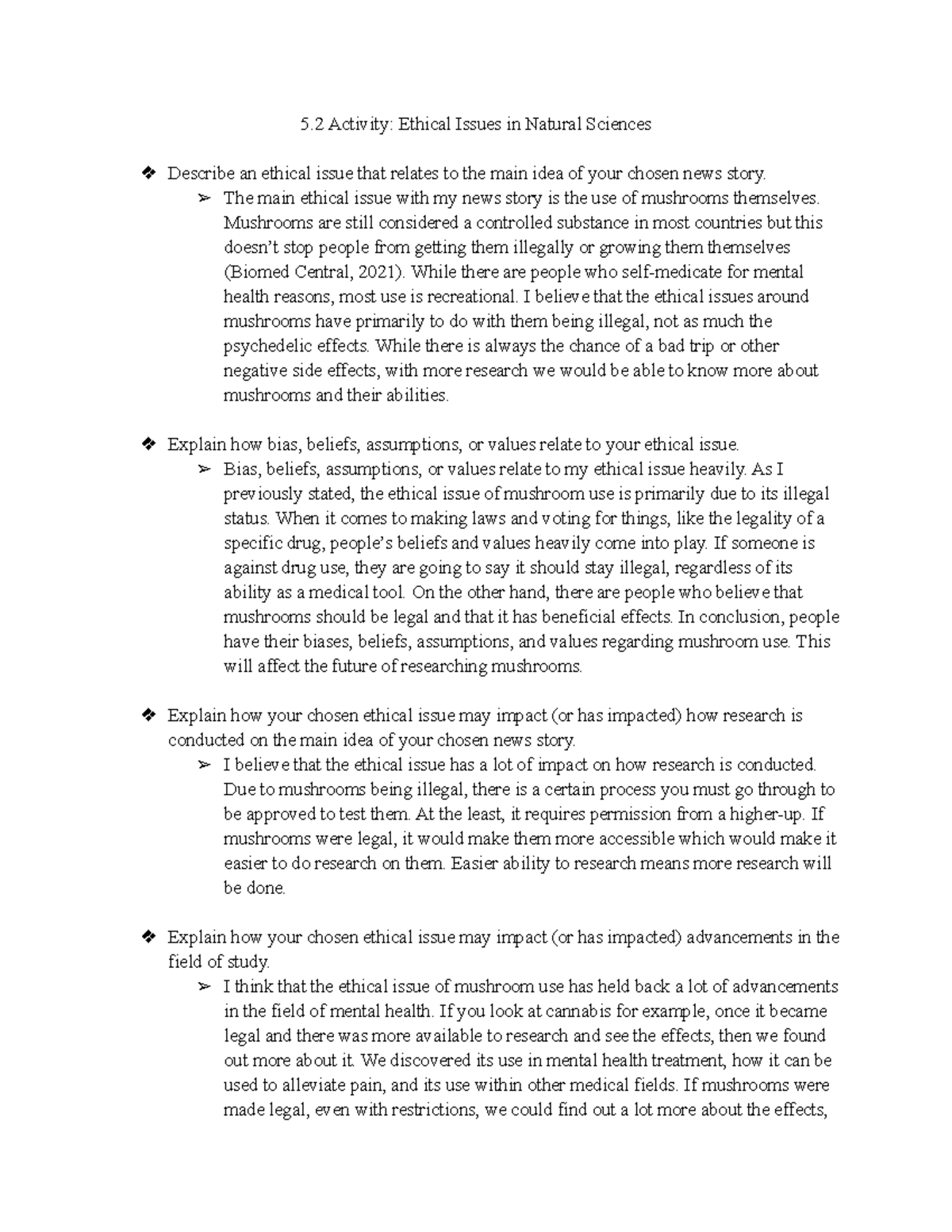 5.2 activity - grade: A - 5 Activity: Ethical Issues in Natural ...