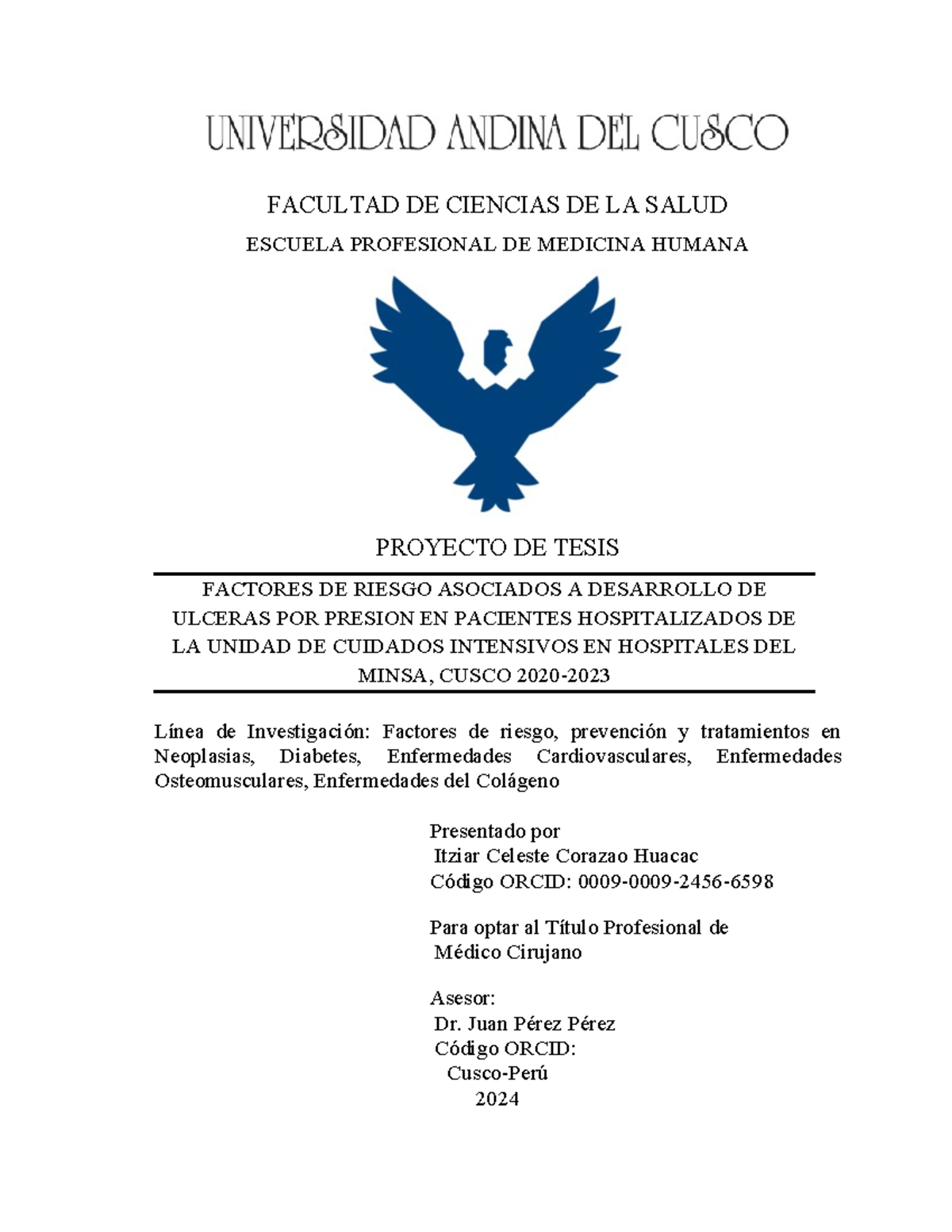 Proyecto Tesis Matriz - FACULTAD DE CIENCIAS DE LA SALUD ESCUELA ...