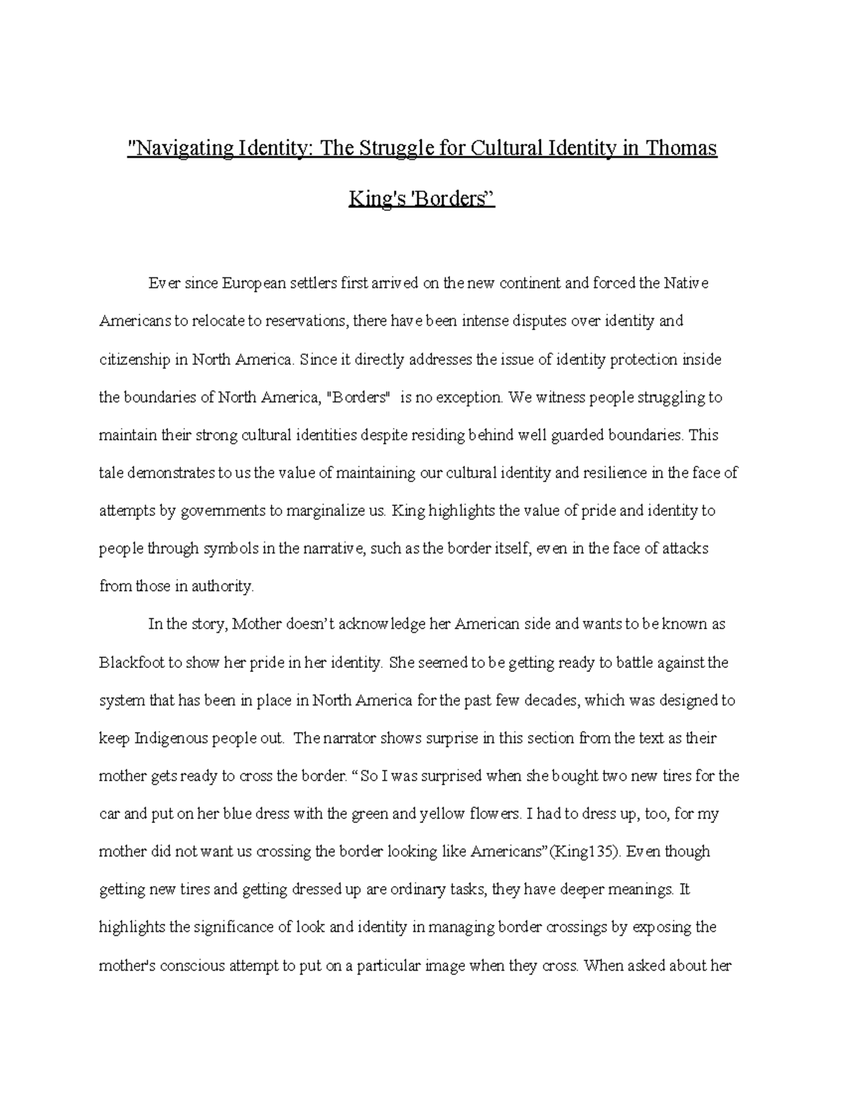 Navigating Identity The Struggle for Cultural Identity in Thomas King's ...