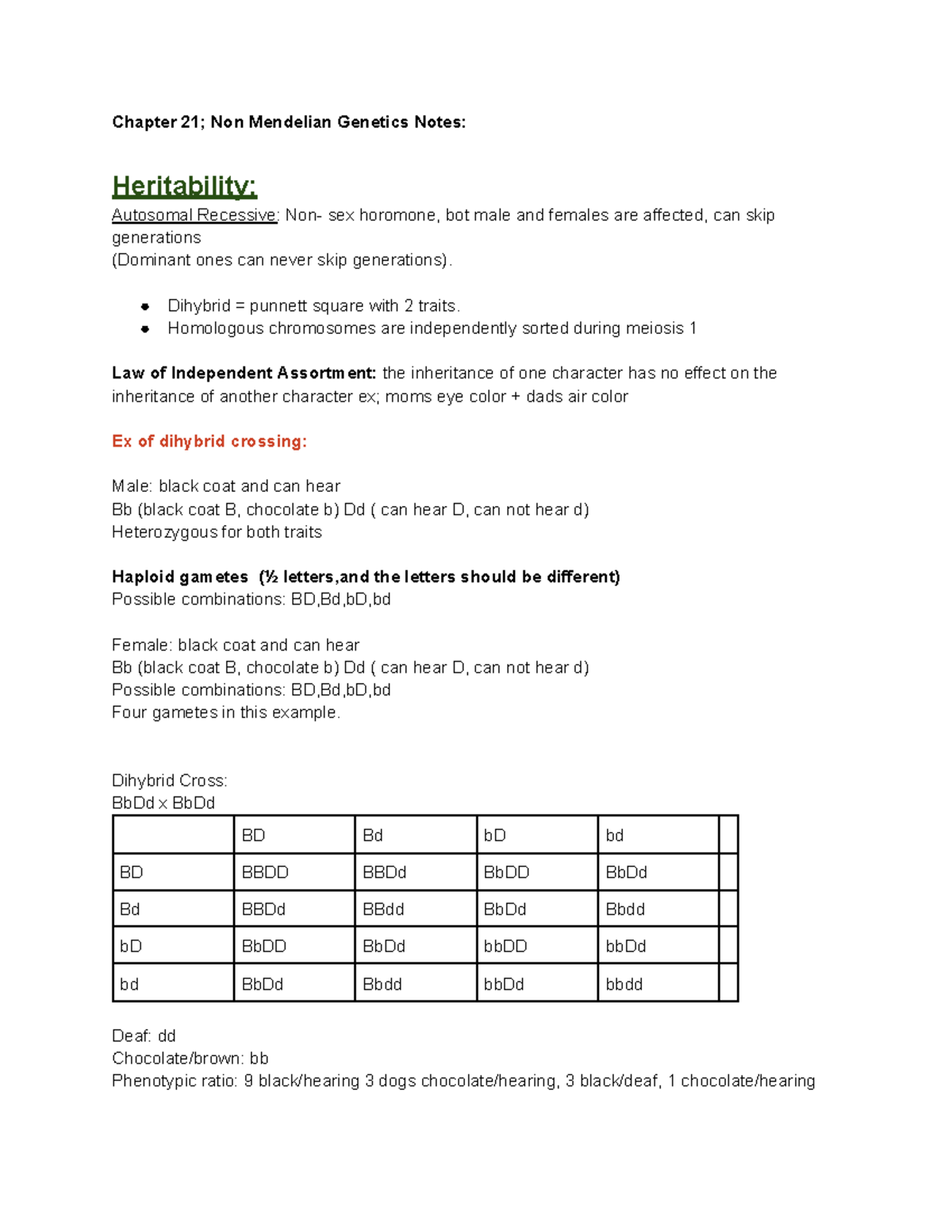Bio notes chapter 21 - note for biology introduction - Chapter 21; Non ...