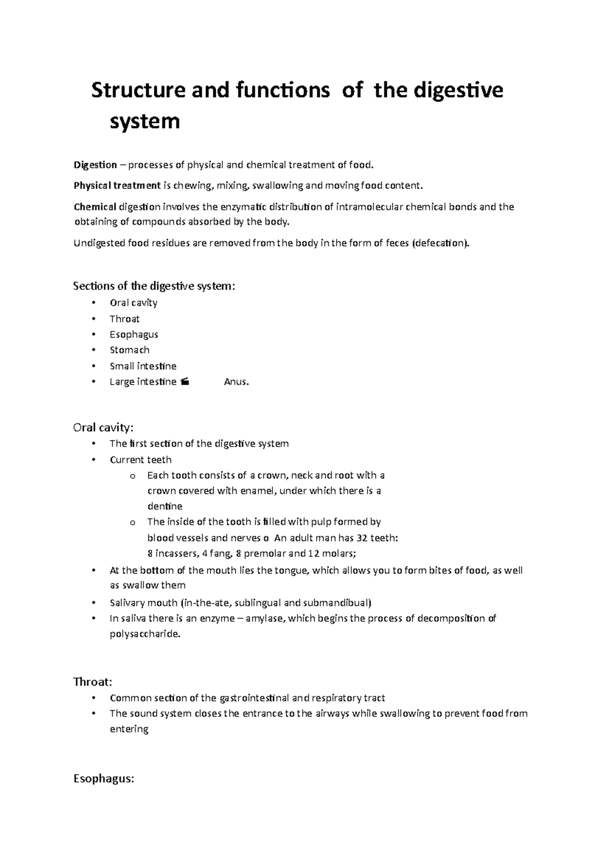 Structure and functions of the digestive system - Structure and ...