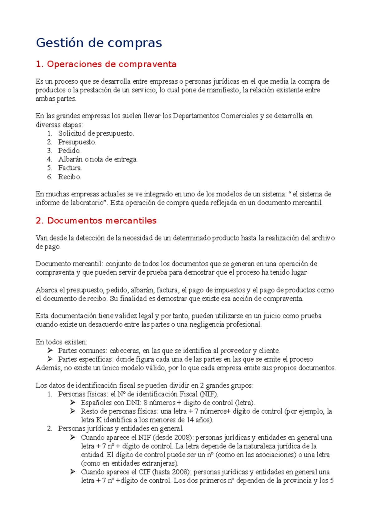 Compra venta - Gestión de compras 1. Operaciones de compraventa Es un ...