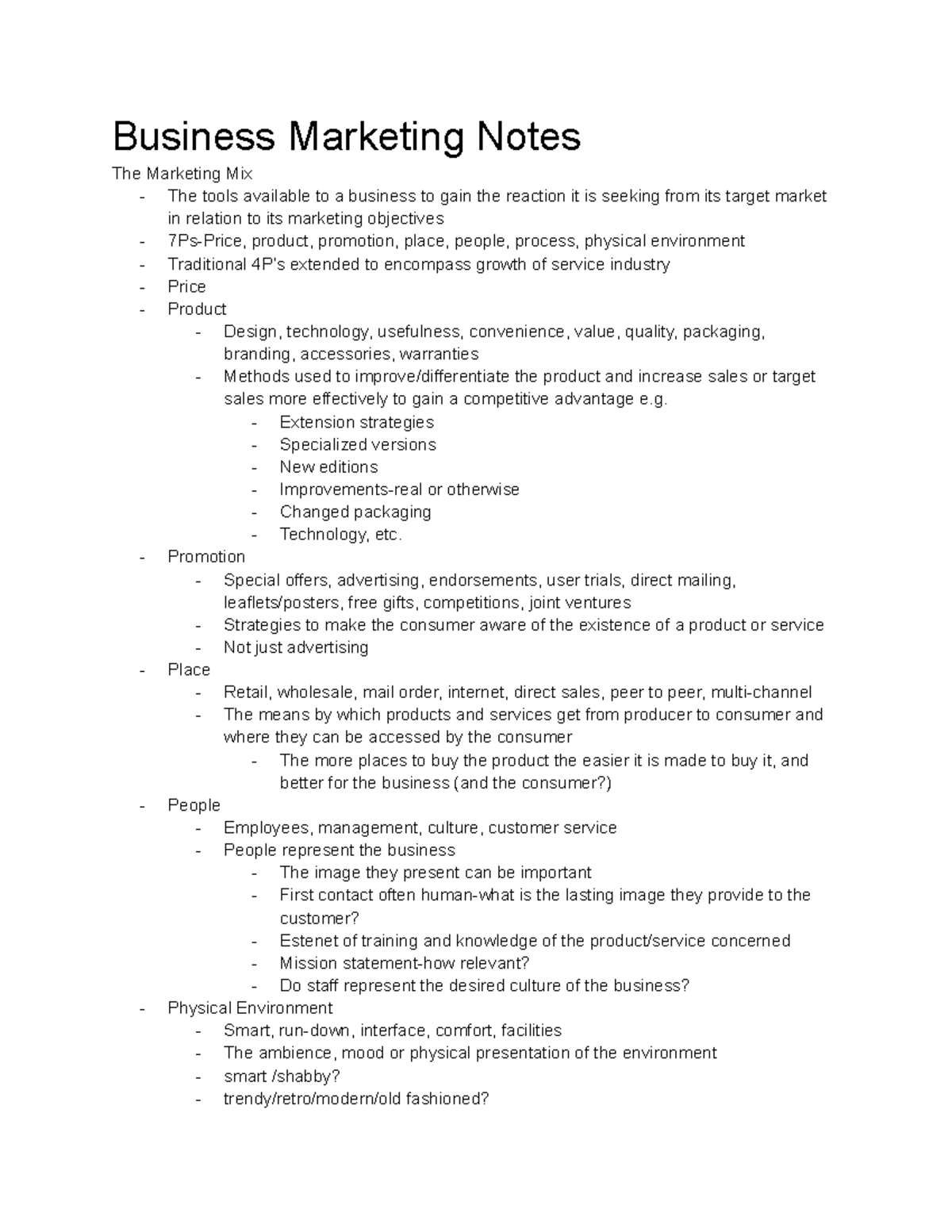 Business Marketing Notes - Extension strategies - Specialized versions ...