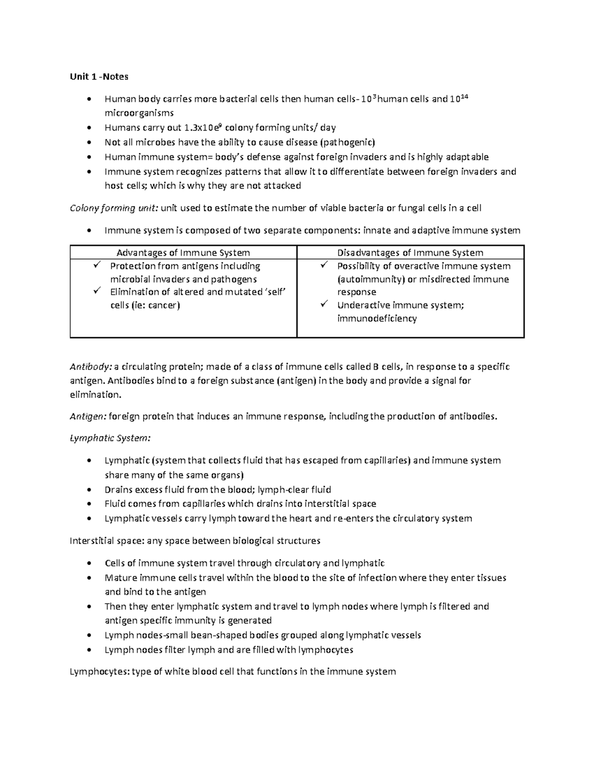 Notes Unit from 1 ti 5 MCRO - Infection, Immunity and Inflammation ...