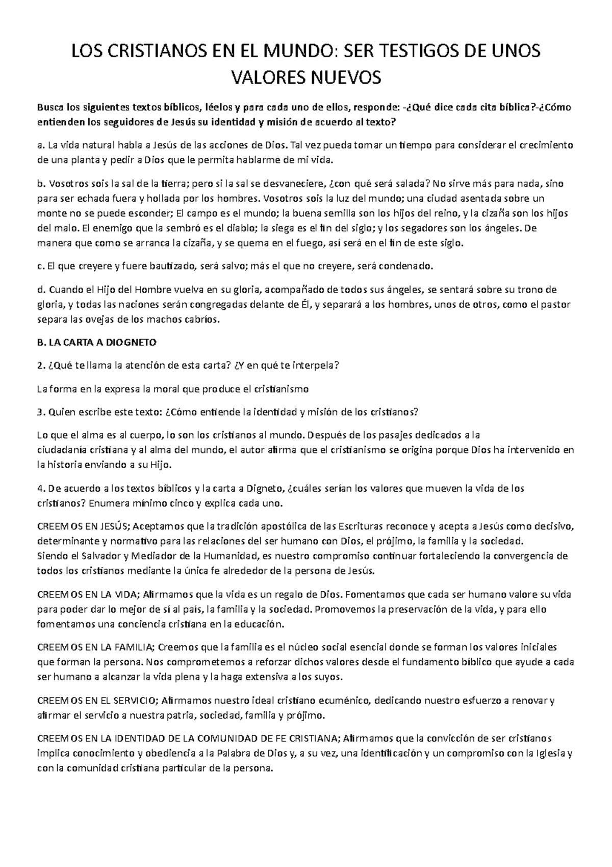 LOS Cristianos EN EL Mundo - LOS CRISTIANOS EN EL MUNDO: SER TESTIGOS ...