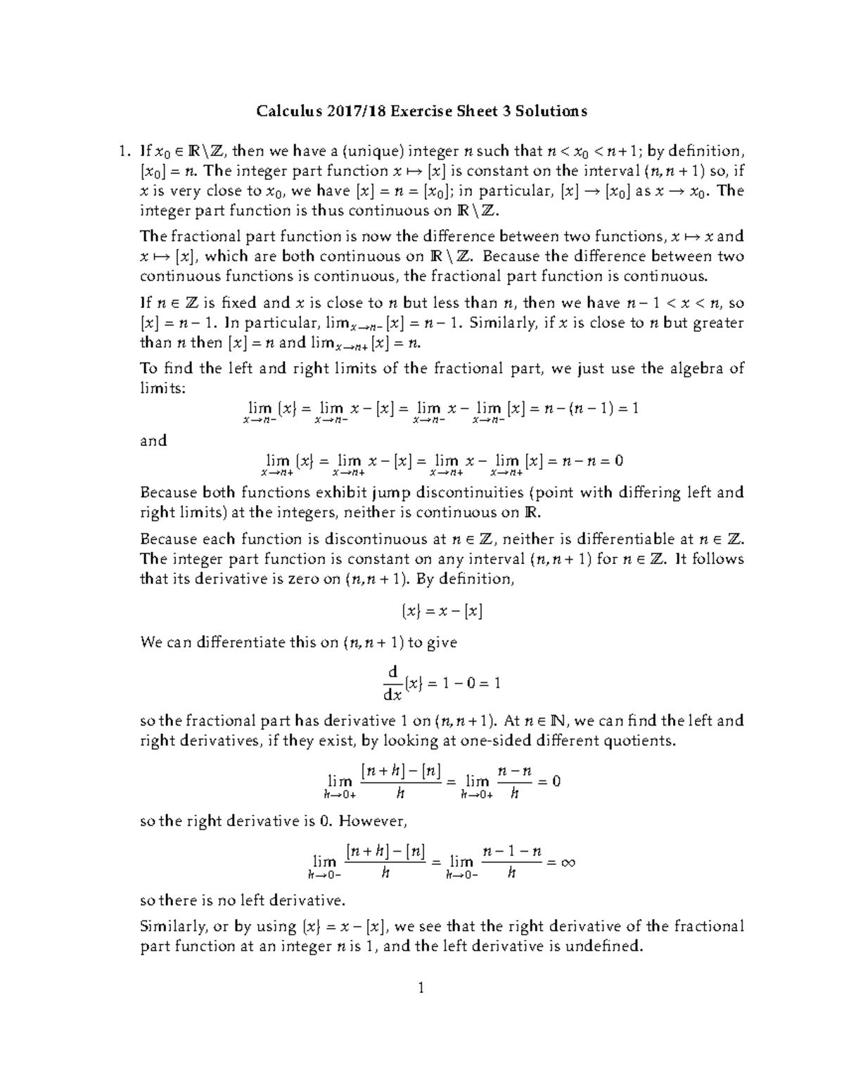 Calculus solutions 03 - Calculus 2017/18 Exercise Sheet 3 Solutions Ifx ...