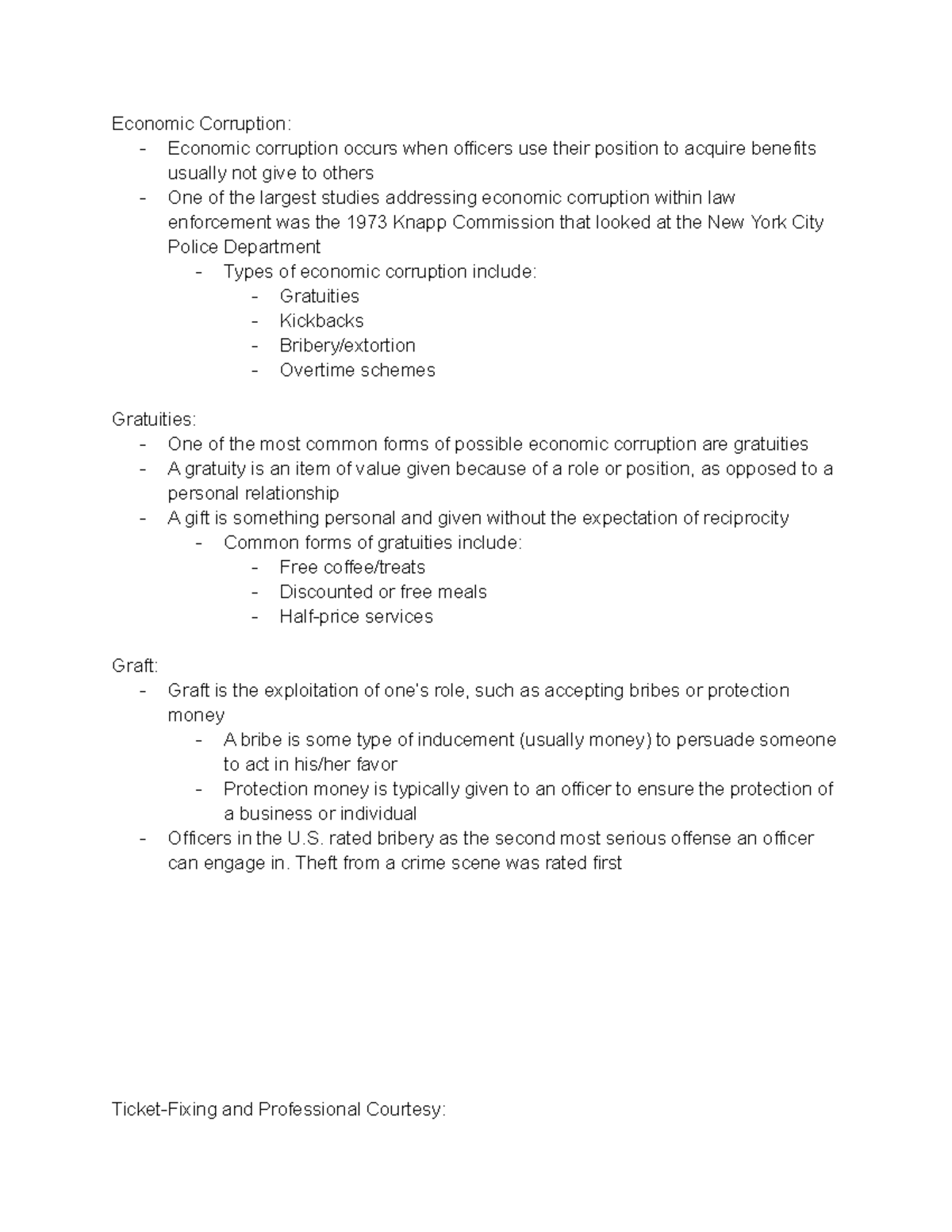 Week 7 Law Enforcement Corruption and Responses - Economic Corruption ...