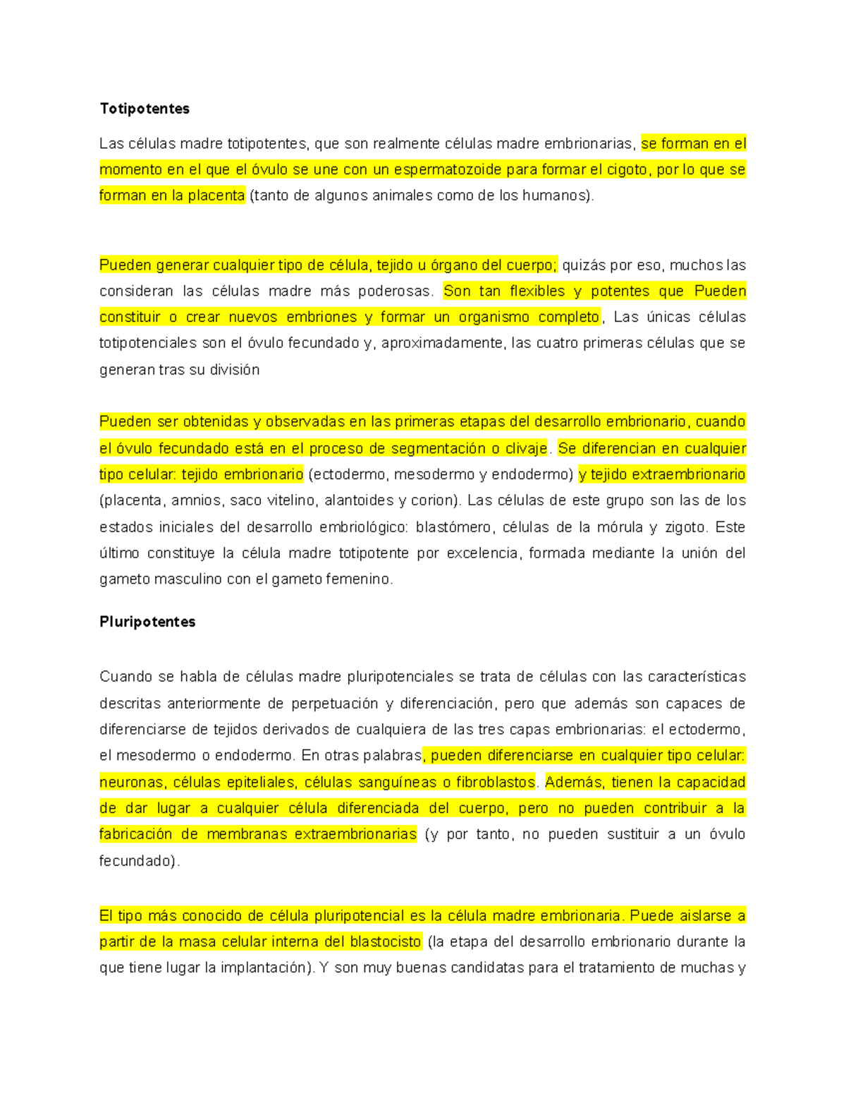 Clasificacion de la celulas madre - Totipotentes Las células madre ...