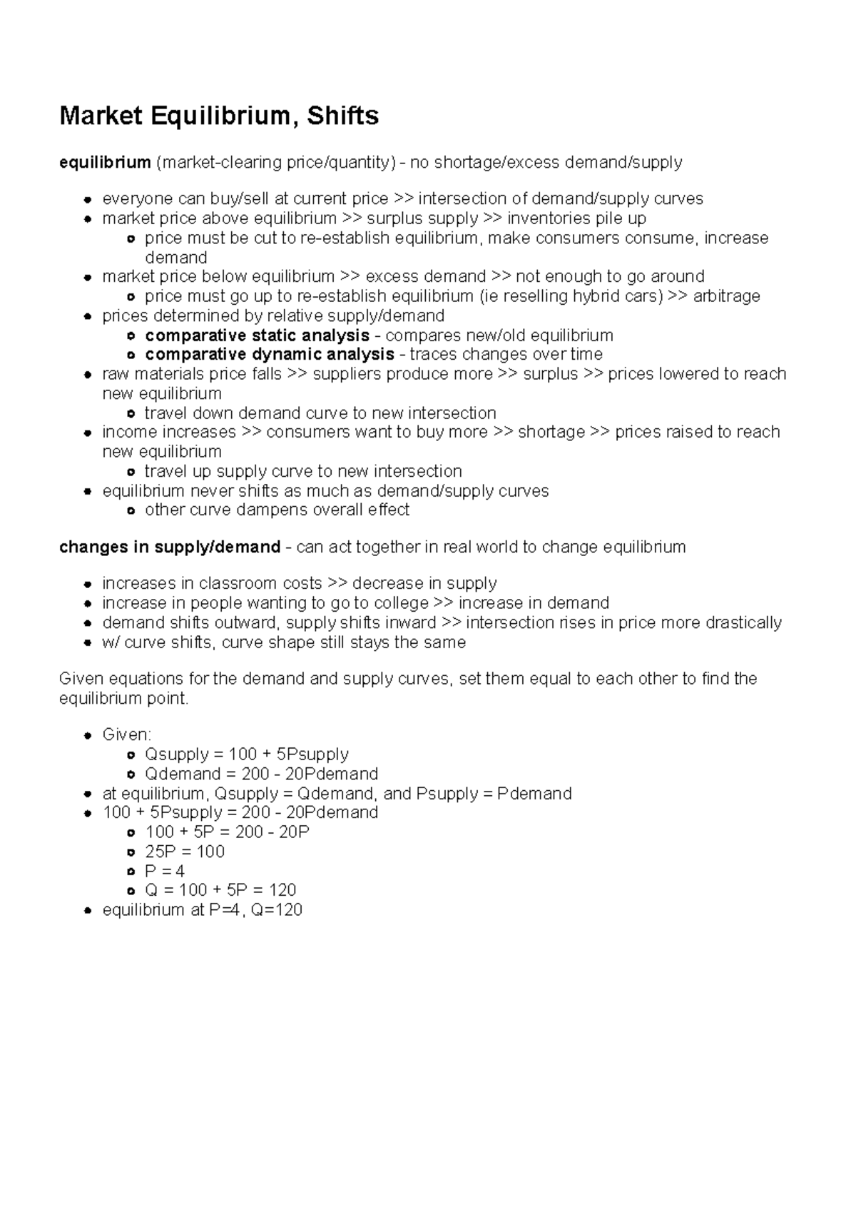 Market Equilibrium, Shifts - Market Equilibrium, Shifts equilibrium ...