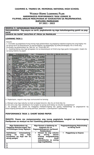 ESP 6 LAS Q3 W4 - Esp 6 - Republic of the Philippines DEPARTMENT OF ...