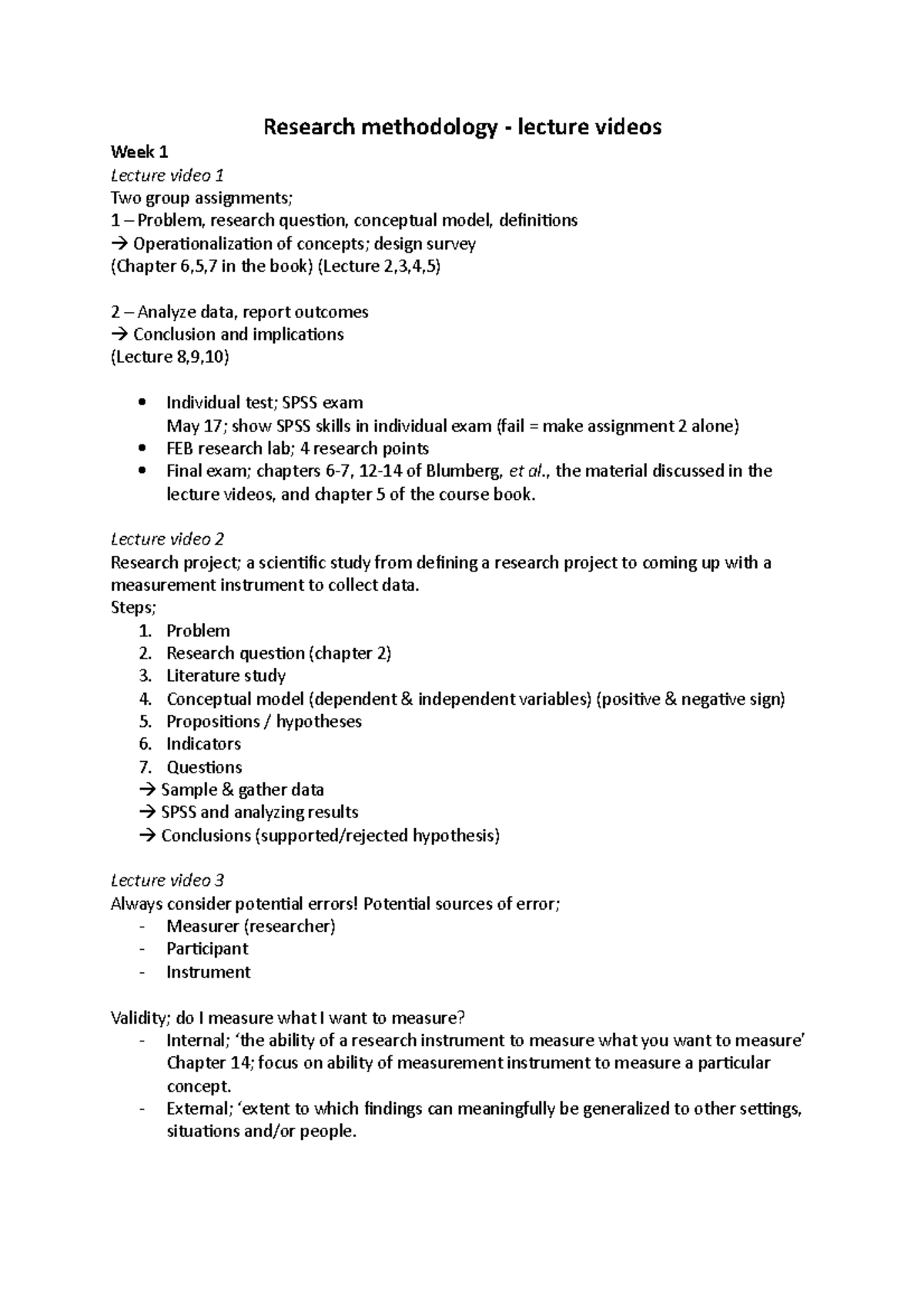 Research methodology - lectures - , the material discussed in the ...