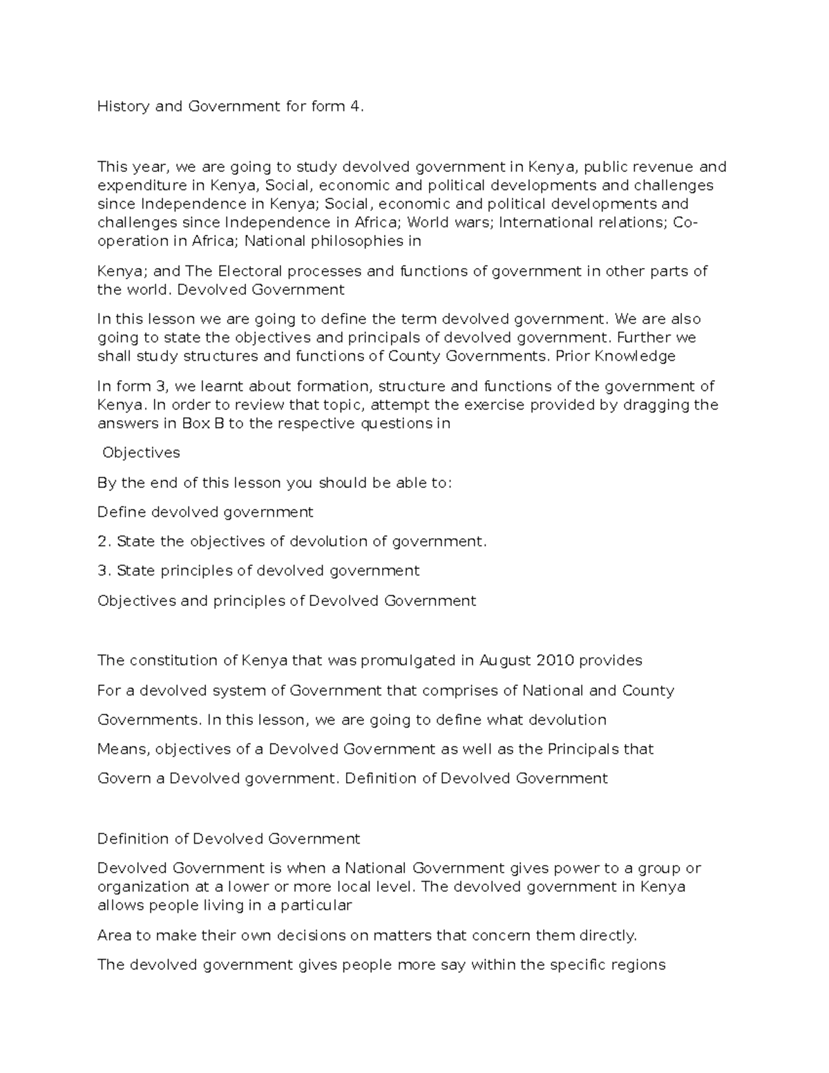 History Notes~FORM4 TERM2 - History and Government for form 4. This ...