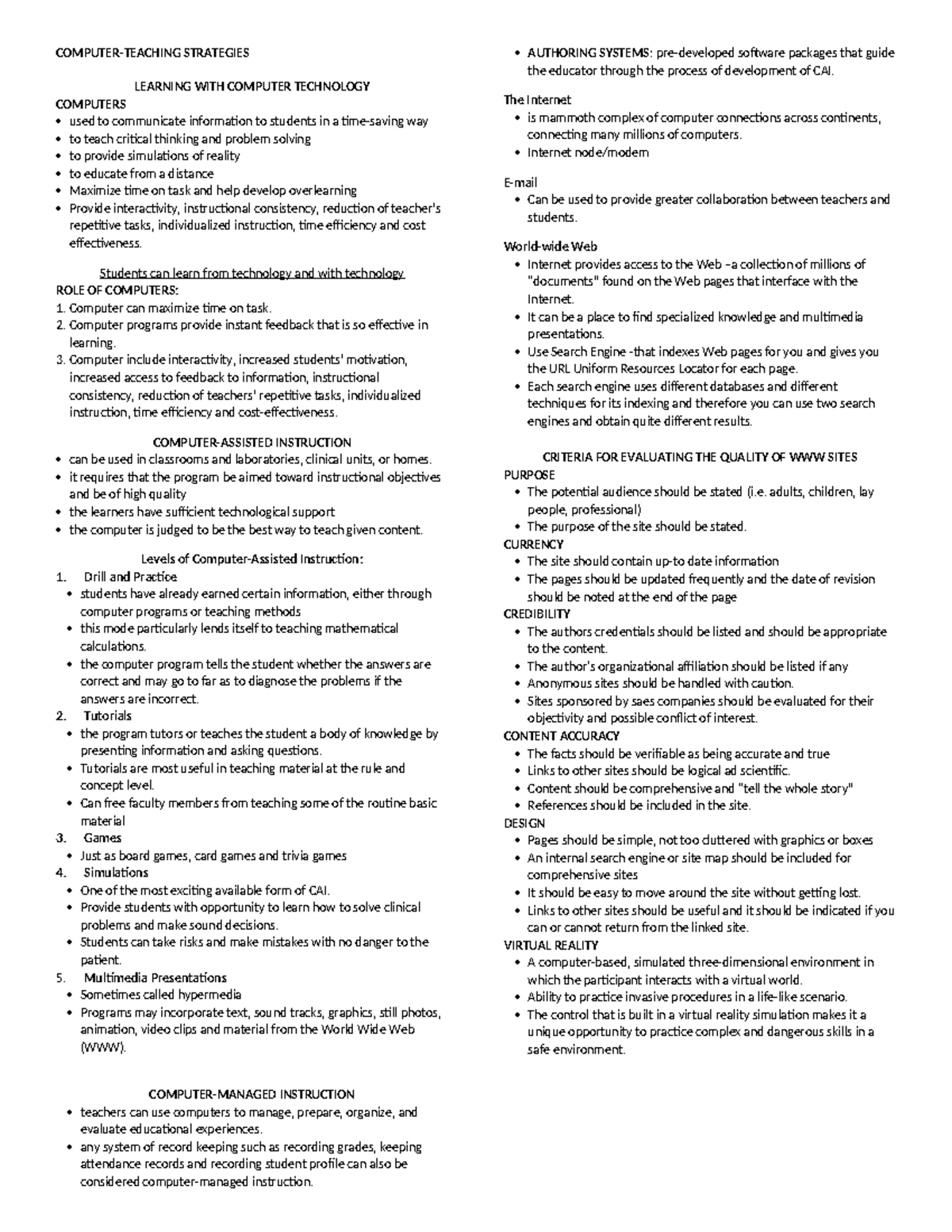 Computer- Teaching- Strategies - COMPUTER-TEACHING STRATEGIES LEARNING ...