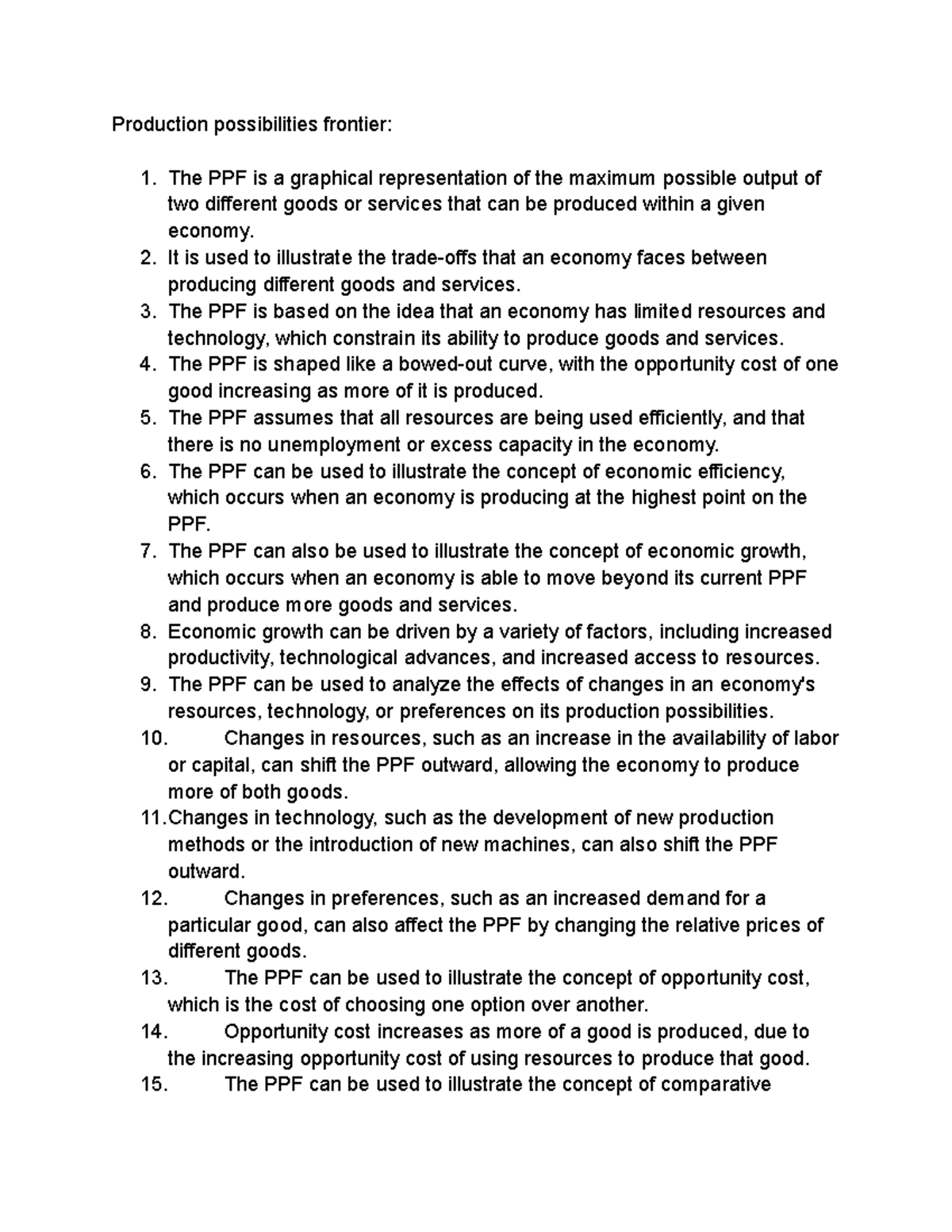 Production possibilities frontier - It is used to illustrate the trade ...