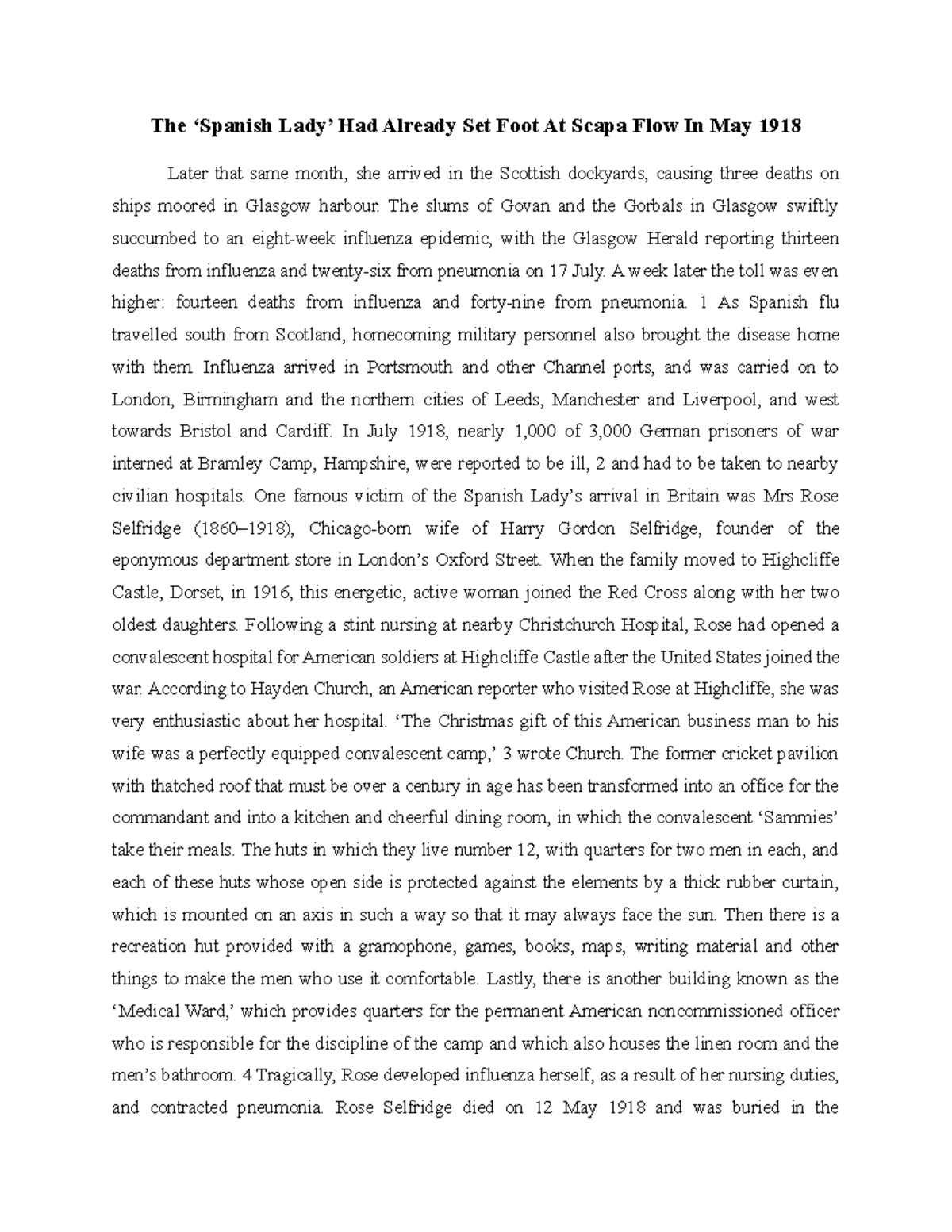 The ‘Spanish Lady’ Had Already Set Foot At Scapa Flow In May 1918 - The ...