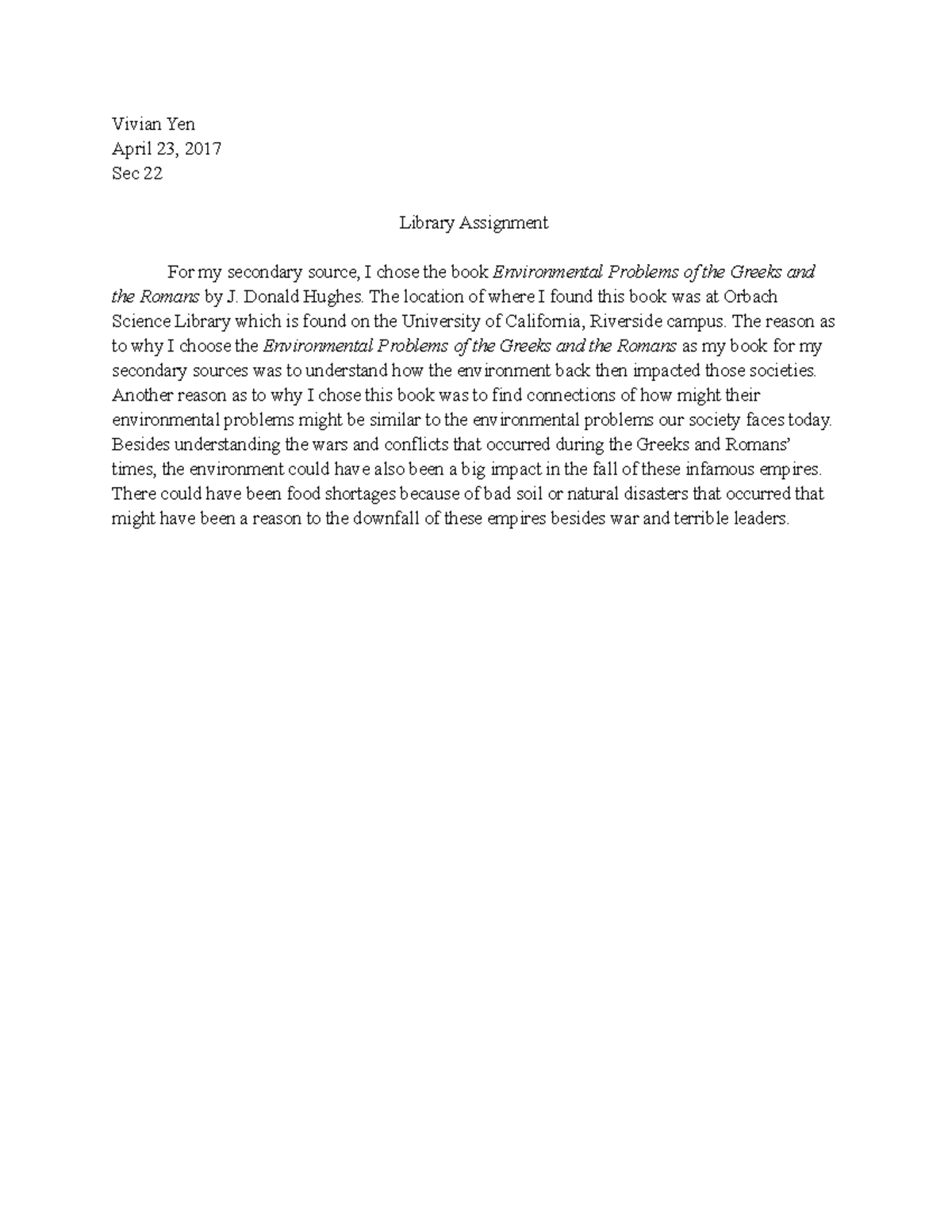 Library Assignment - homework - Vivian Yen April 23, 2017 Sec 22 ...
