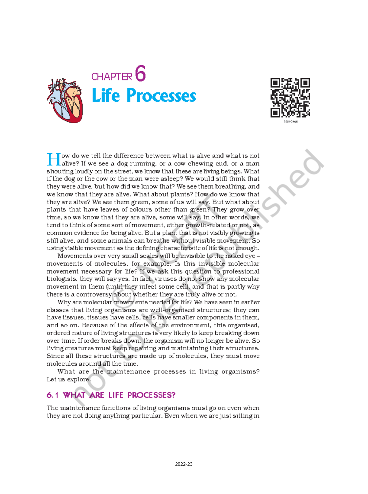 Jesc106 - Learning material - CHAPTER 6 Life Processes H ow do we tell ...