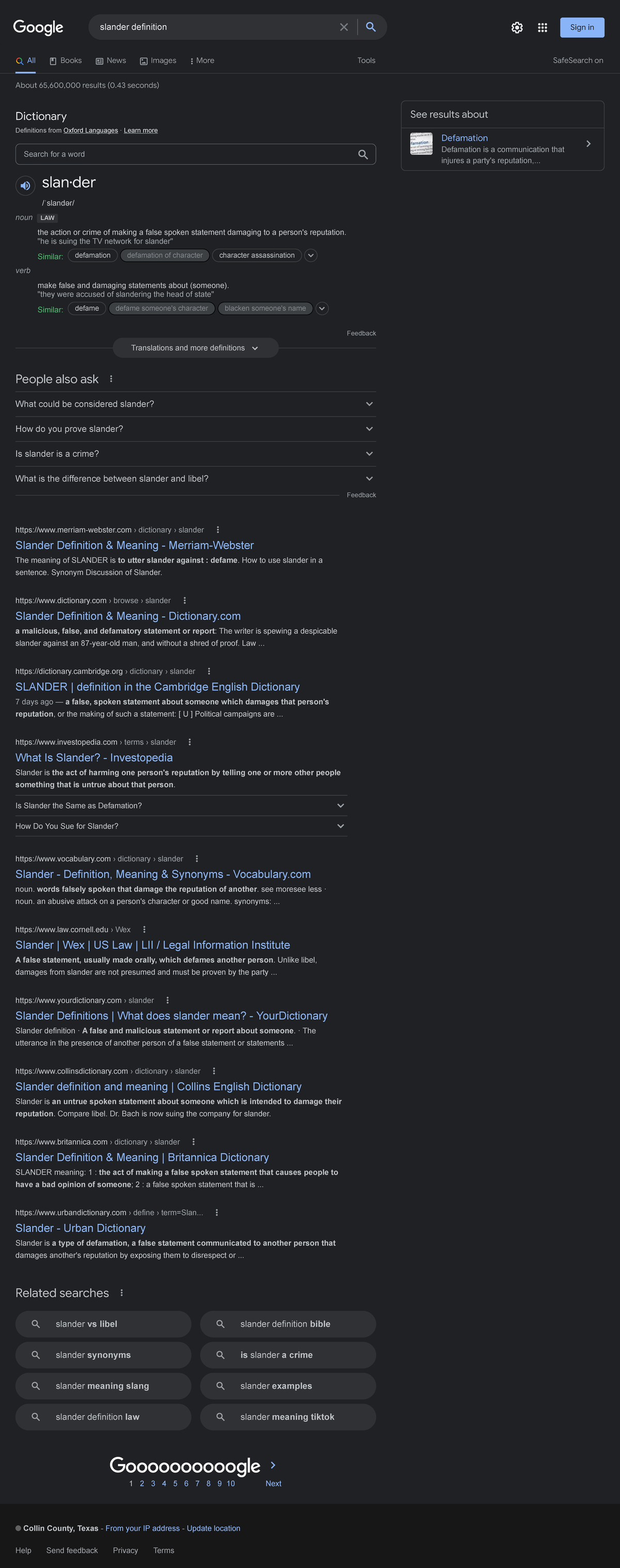 Slander definition - Google Search - About 65,600,000 results (0 ...