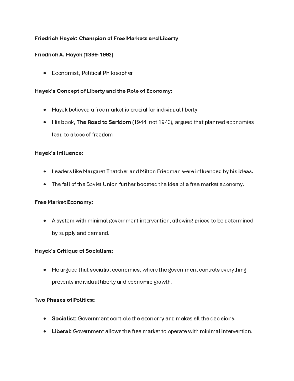 Friedrich Hayek Champion of Free Markets and Liberty - Hayek (1899-1992 ...