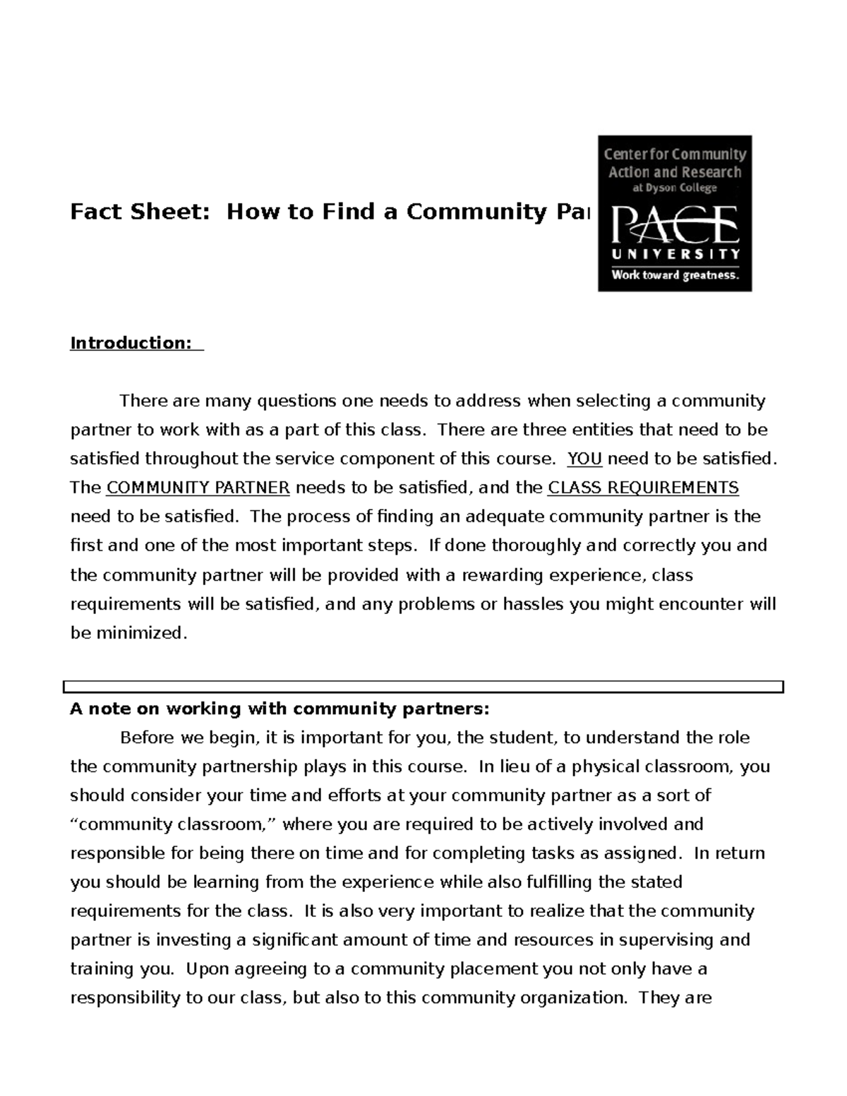 18.07.31 Fact Sheet - How to find a community partner - Fact Sheet: How ...