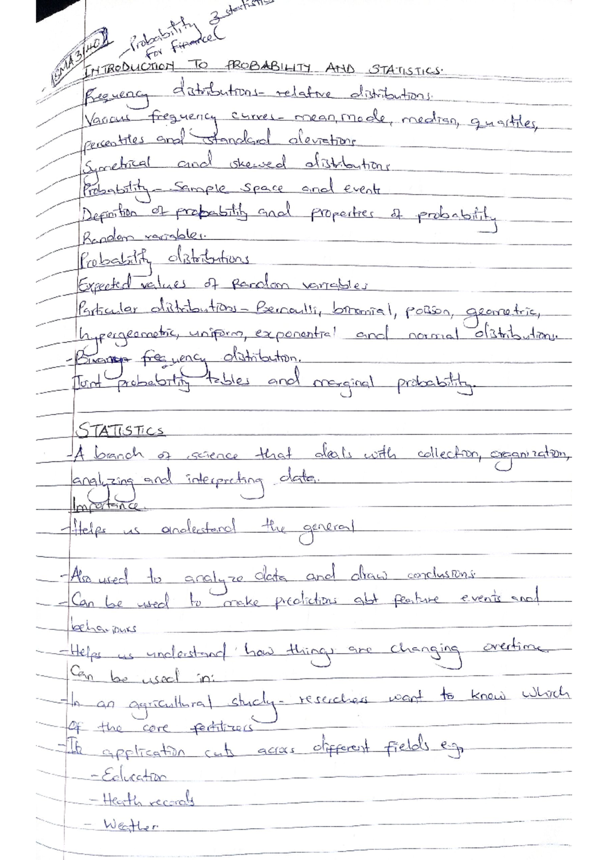 Statistics And Probability Actuarial Science Studocu