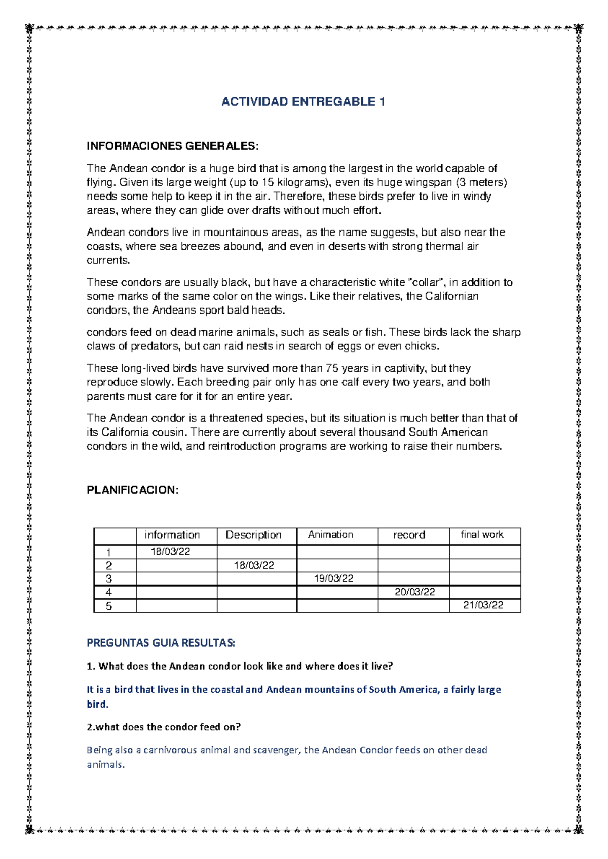 Actividad Entregable 1 Ingles - ACTIVIDAD ENTREGABLE 1 INFORMACIONES ...