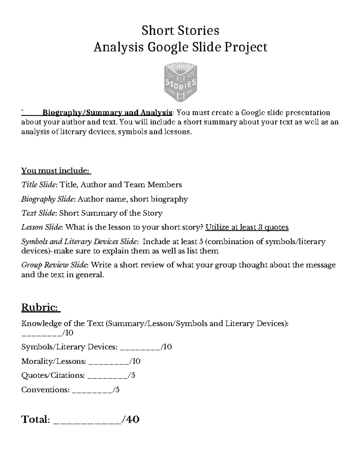 Copy of SS Analysis Project - Short Stories Analysis Google Slide ...