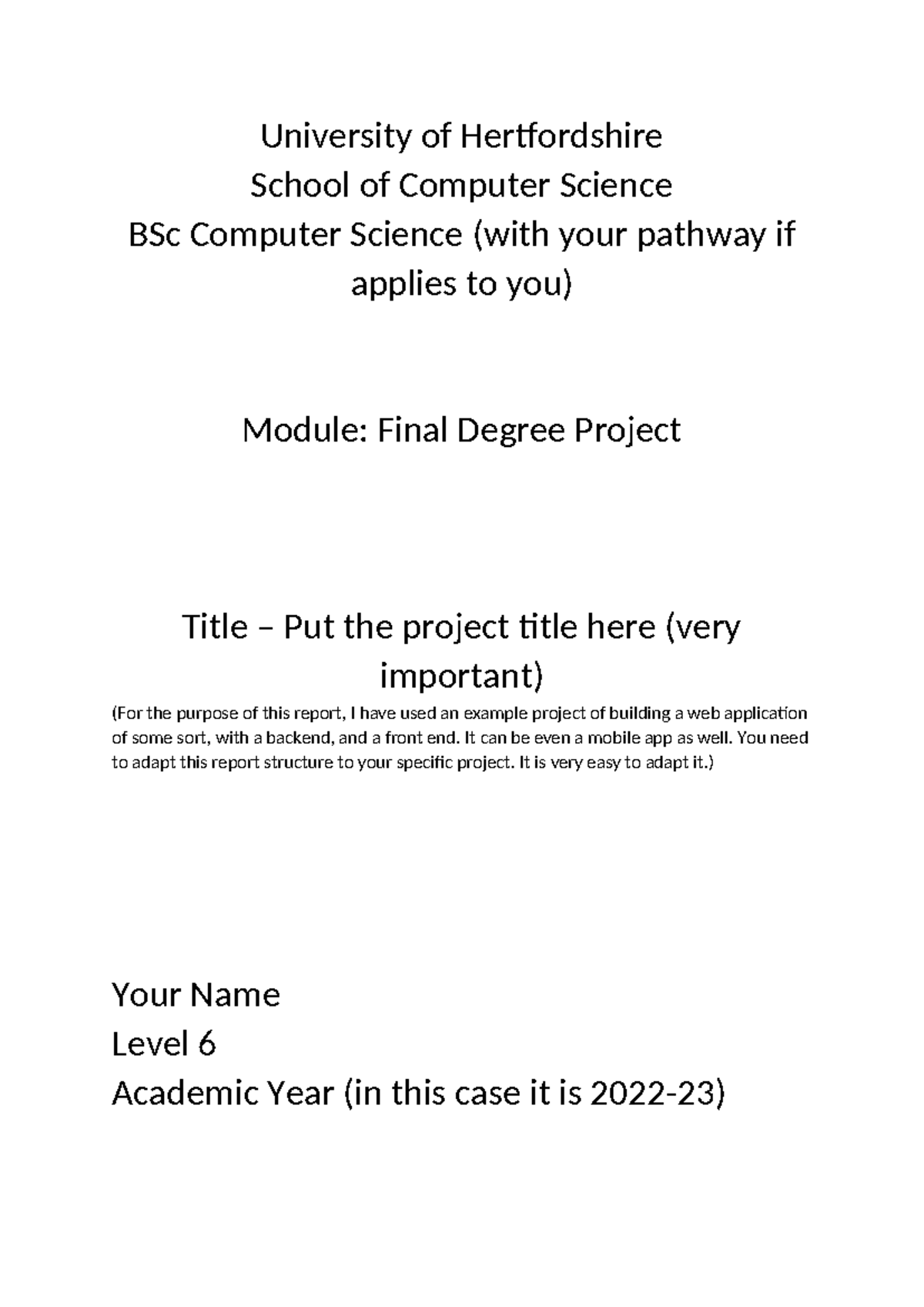 Final Project Report Structure-detailed v2 - University of ...