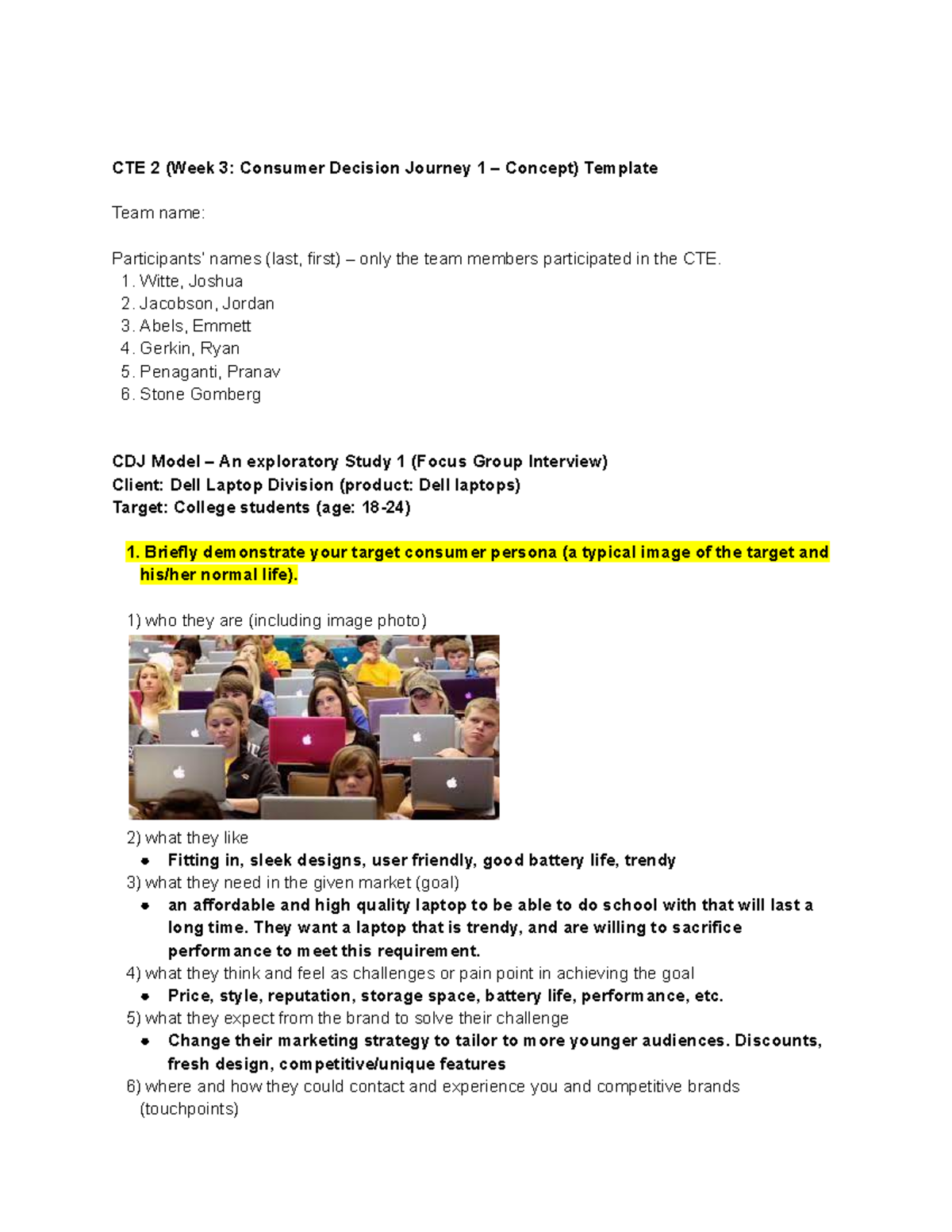 CTE 2 - Discussion work - CTE 2 (Week 3: Consumer Decision Journey 1 – Concept) Template Team ...