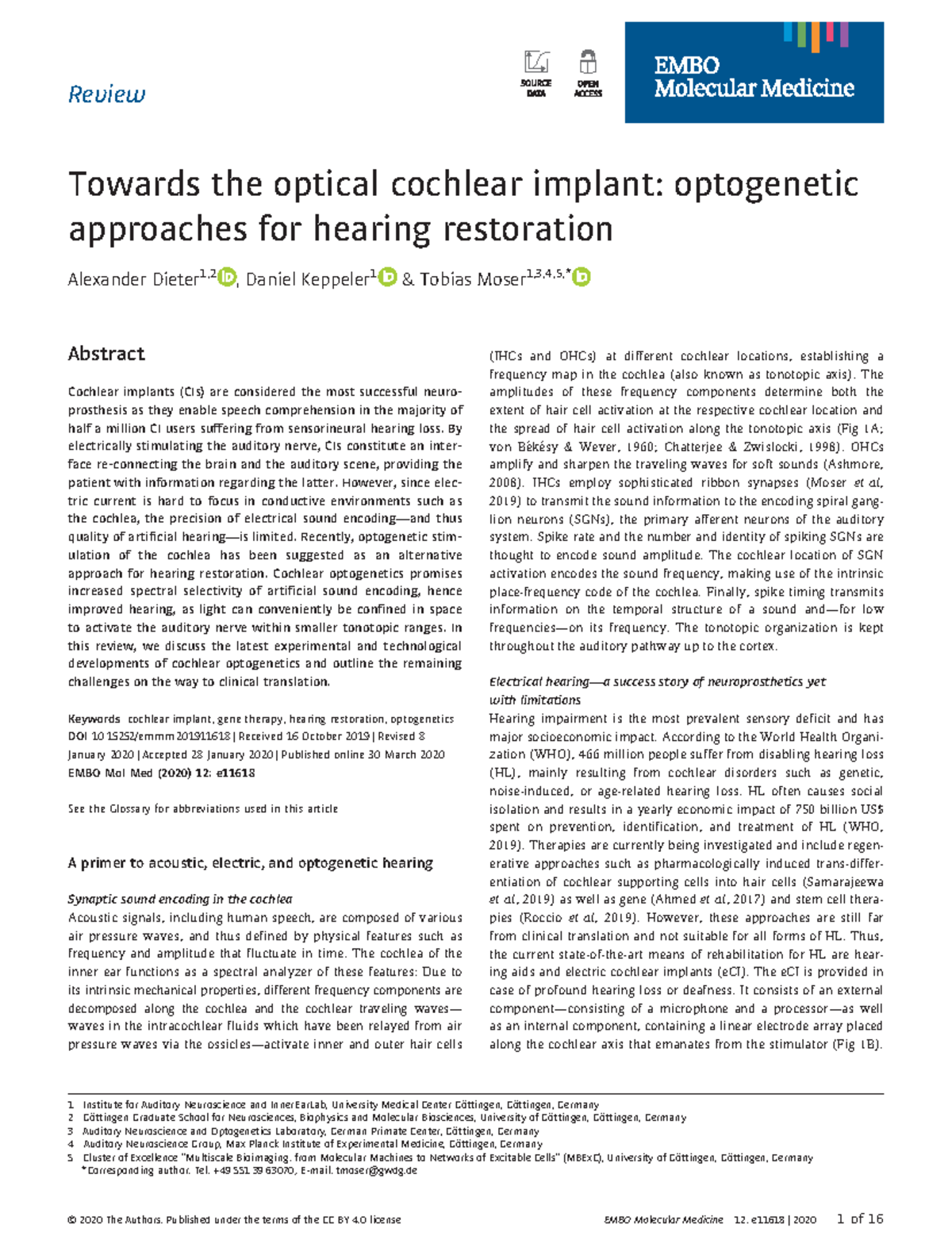EMBO Mol Med - 2020 - Dieter - Towards the optical cochlear implant ...
