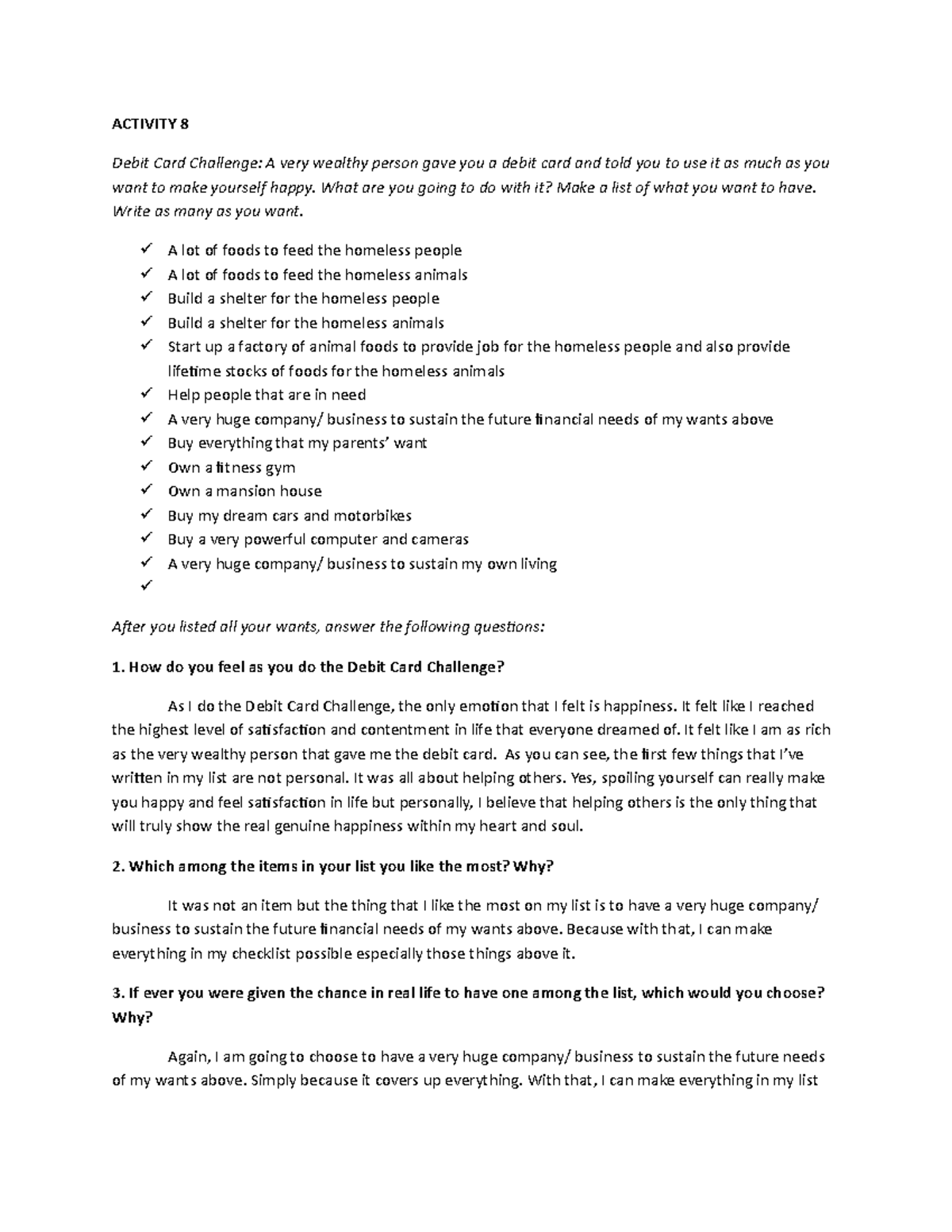 BRIX ARAL Mabuti KAYA MO Yaaan - ACTIVITY 8 Debit Card Challenge: A ...