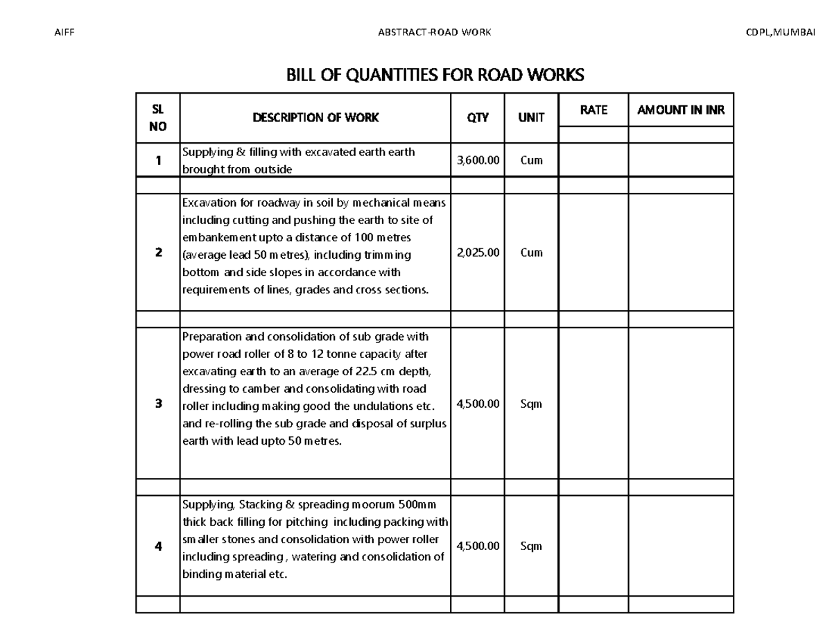 AIFF NCE Construction Civil works and Artificial Turf Section 8 Bill of ...