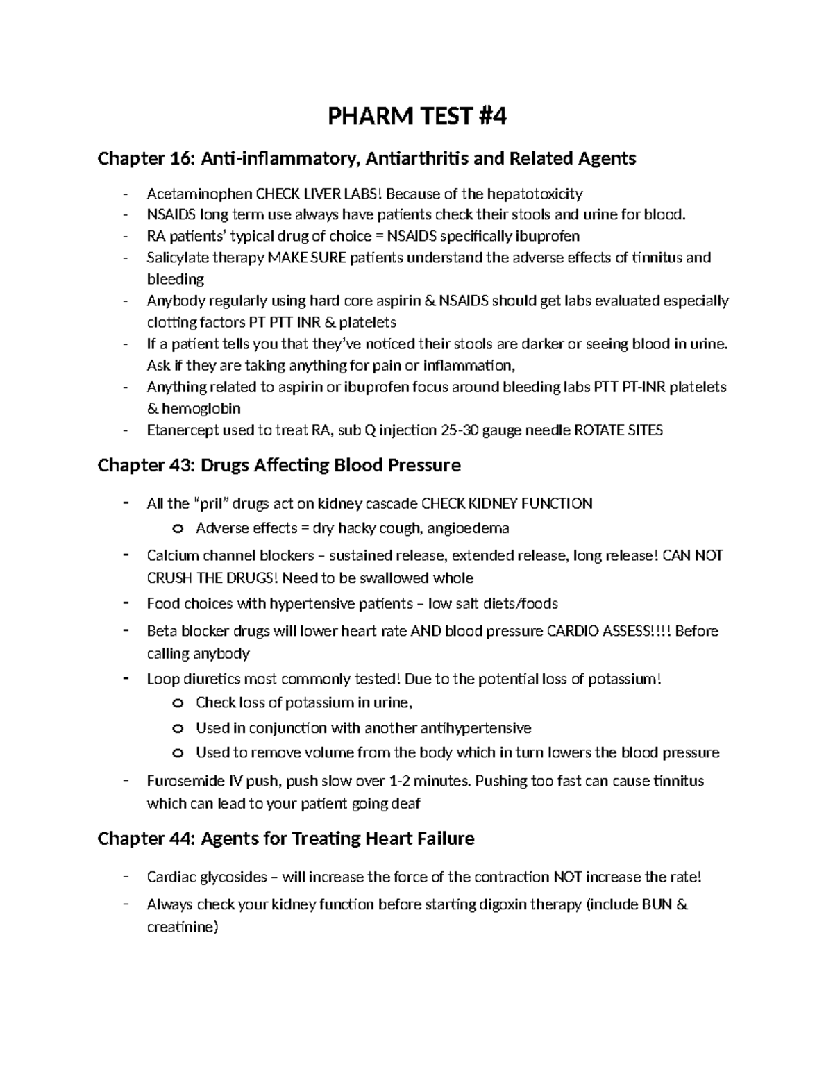 Pharm TEST 4 - nursing notes - PHARM TEST Chapter 16: Anti-inflammatory ...