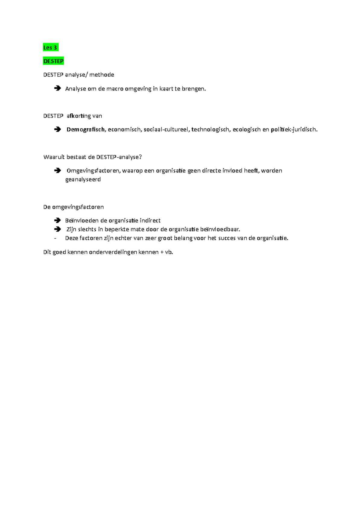 Les-3-BWR - les 3 bwr samenvatting - Les 3 DESTEP DESTEP analyse ...