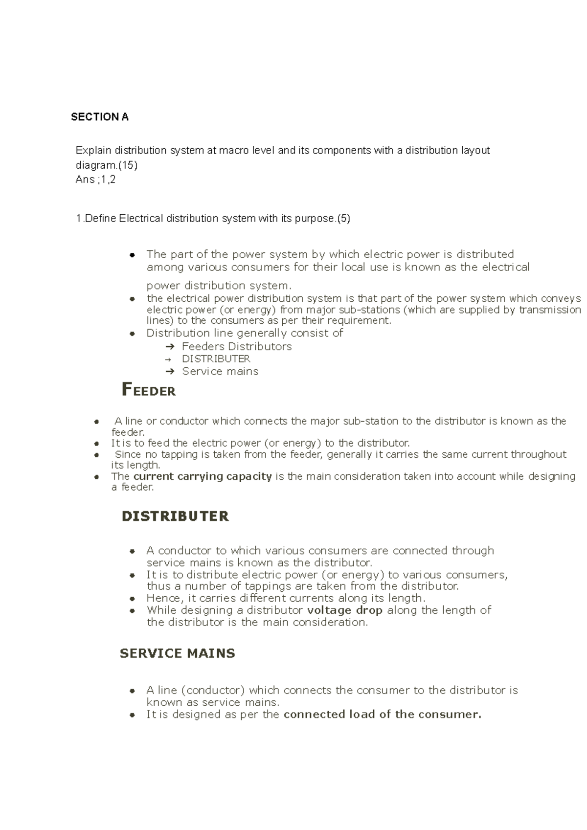 BS Module 1 Notes - SECTION A Explain distribution system at macro ...