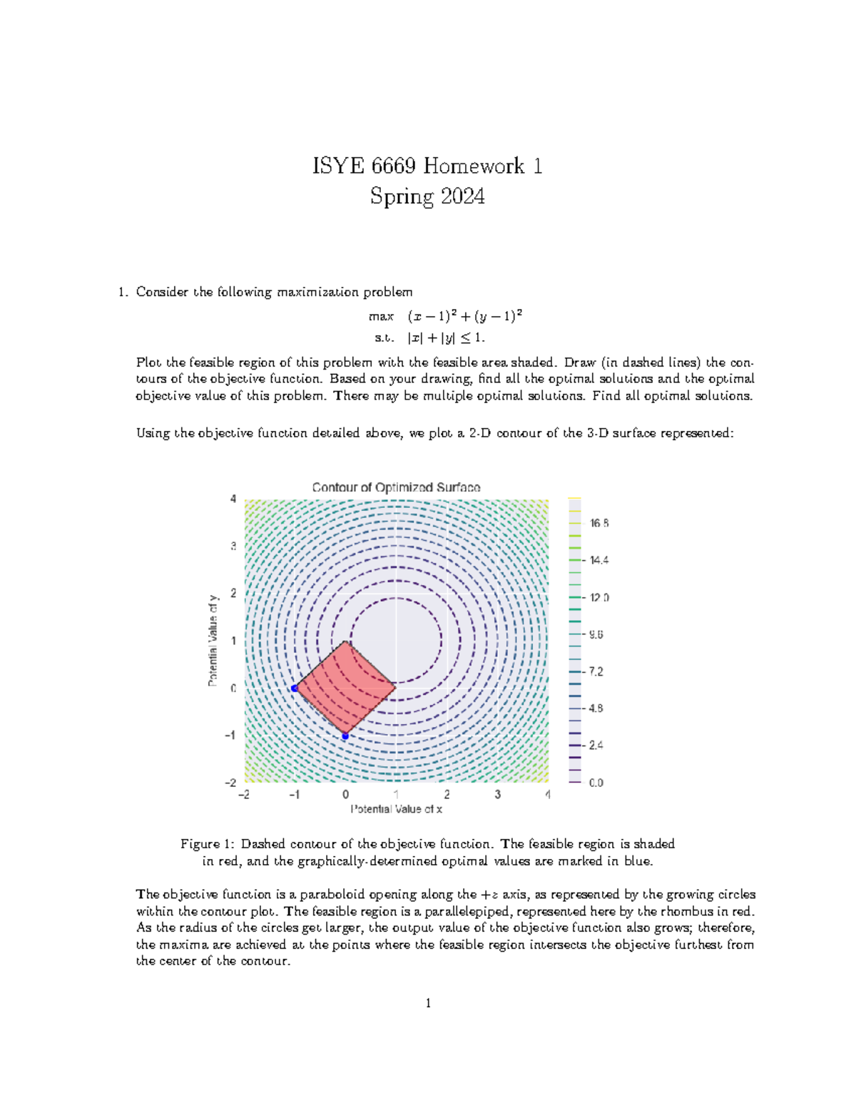 HW1 ISYE6669 Final - Homework 1 solutions - ISYE 6669 Homework 1 Spring 2024 Consider the ...