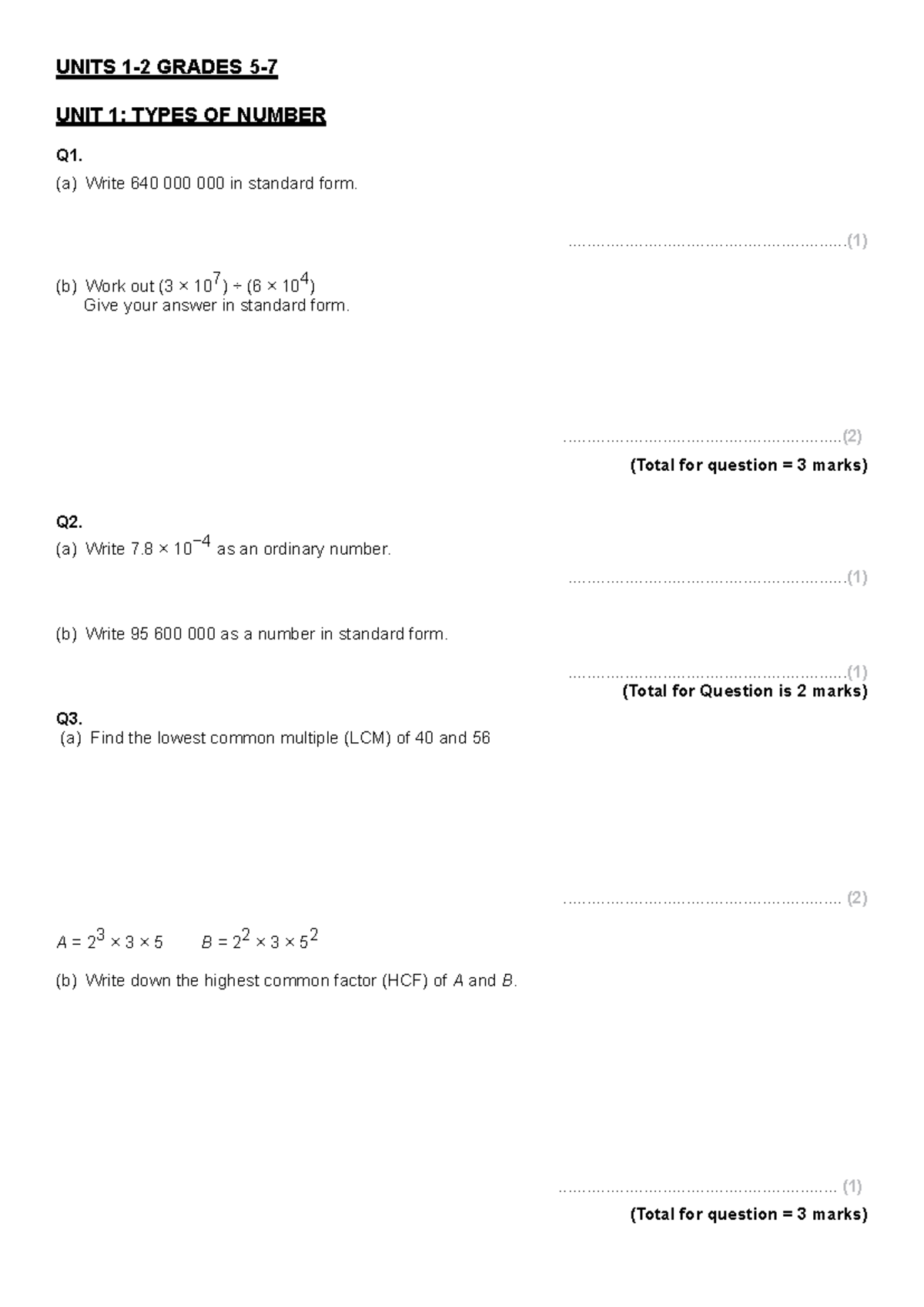 Units 1-2 Grades 5-7 1 - UNITS 1-2 GRADES 5- UNIT 1: TYPES OF NUMBER Q1 ...