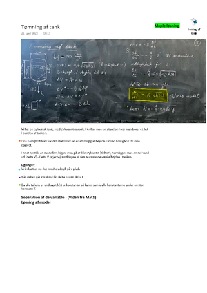 Tank eksempel - Centrifuge - Mathematical Modelling - Studocu