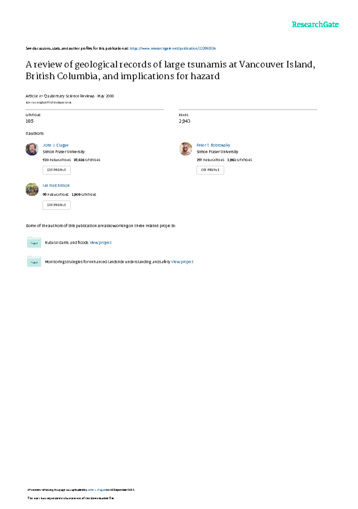 Clagueetal - Contains information that has been added - See discussions ...
