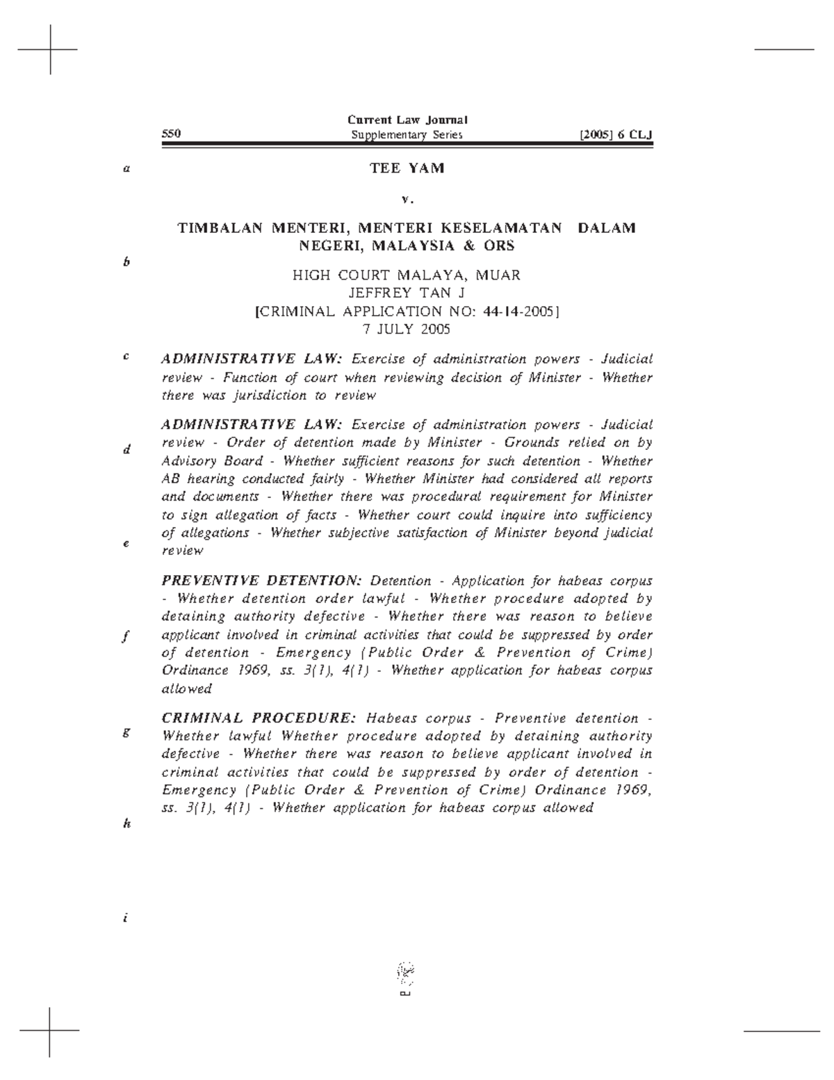 TEE YAM - a b c d e f g h i 550 [2005] 6 CLJ Current Law Journal ...