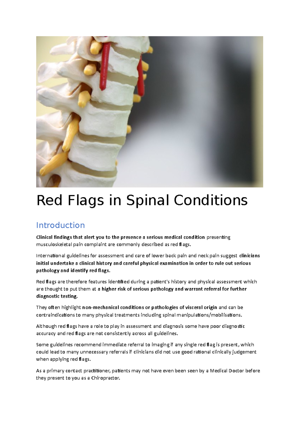 3. Red Flags in Spinal Conditions - Red Flags in Spinal Conditions ...