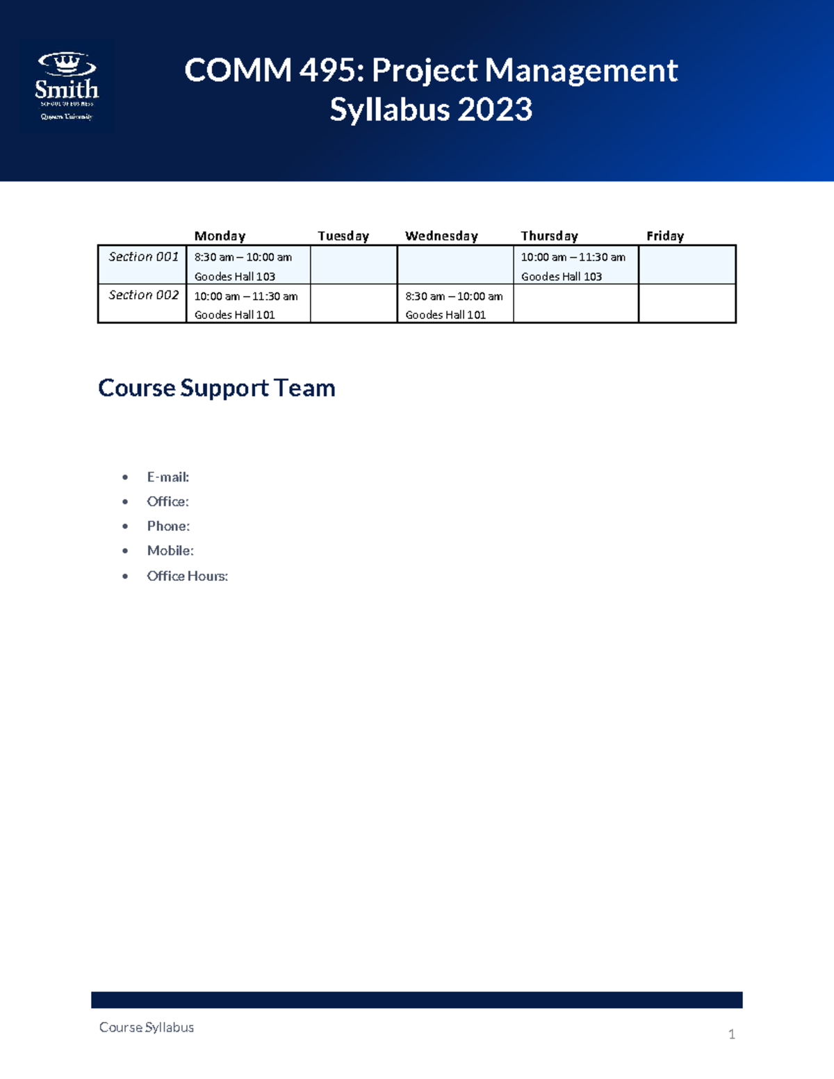 COMM 495 - Project Management - COMM 495: Project Management Syllabus ...